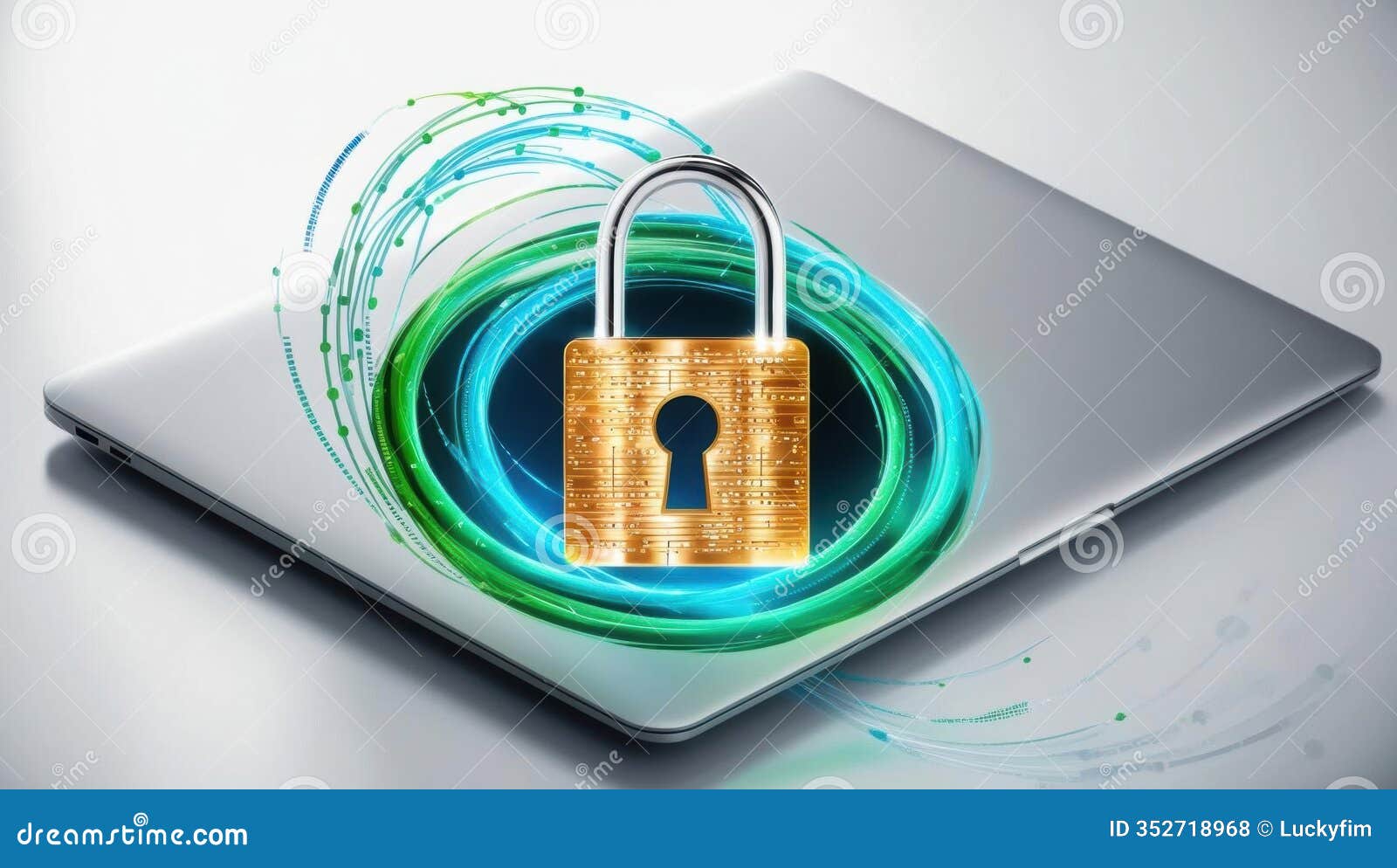 Digital Illustration of a Laptop with a Secure Lock Symbol ...