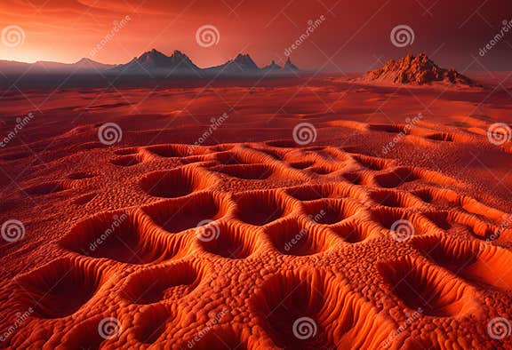 A Digital Illustration Of Life On Mars Stock Illustration Illustration Of Landscape Crater