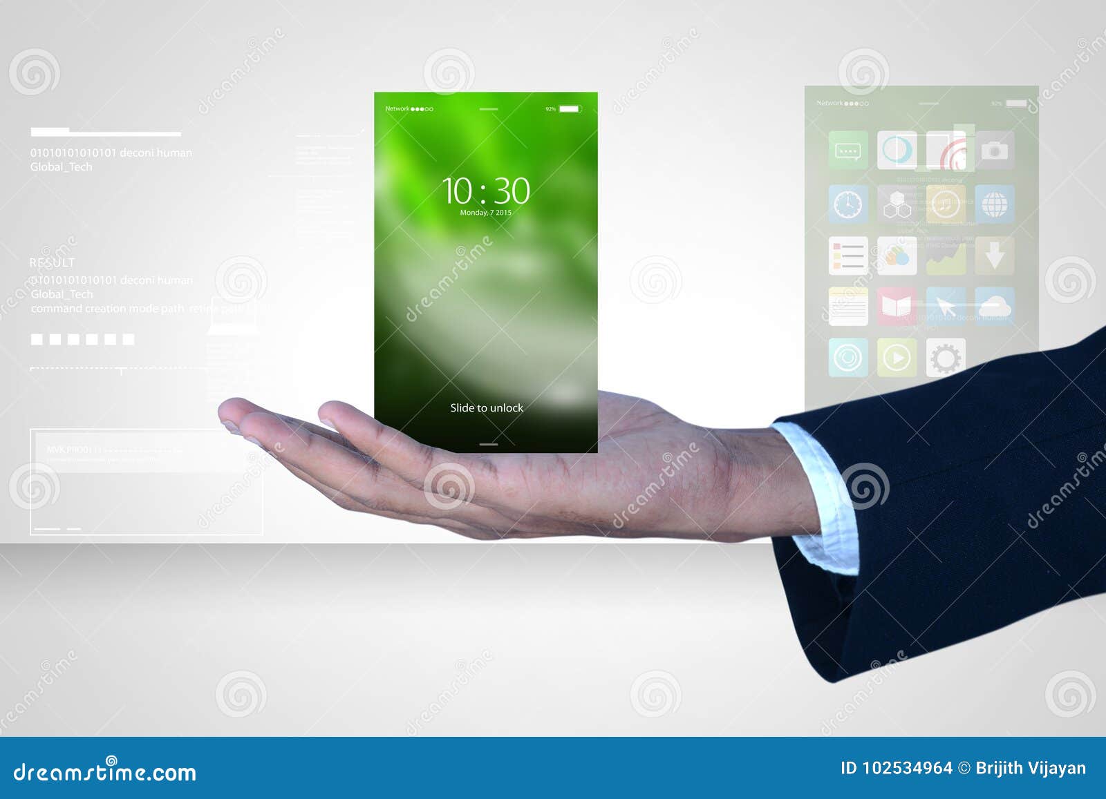 Man Hand Showing Touch Screen Stock Photo - Image of path, copy: 102534964