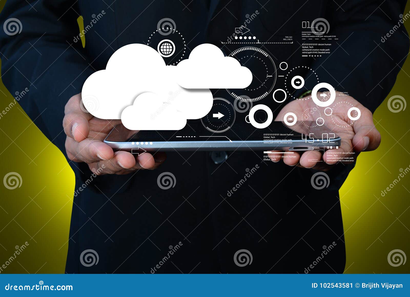 Man Showing Cloud Technology Stock Image - Image of finger, data: 102543581