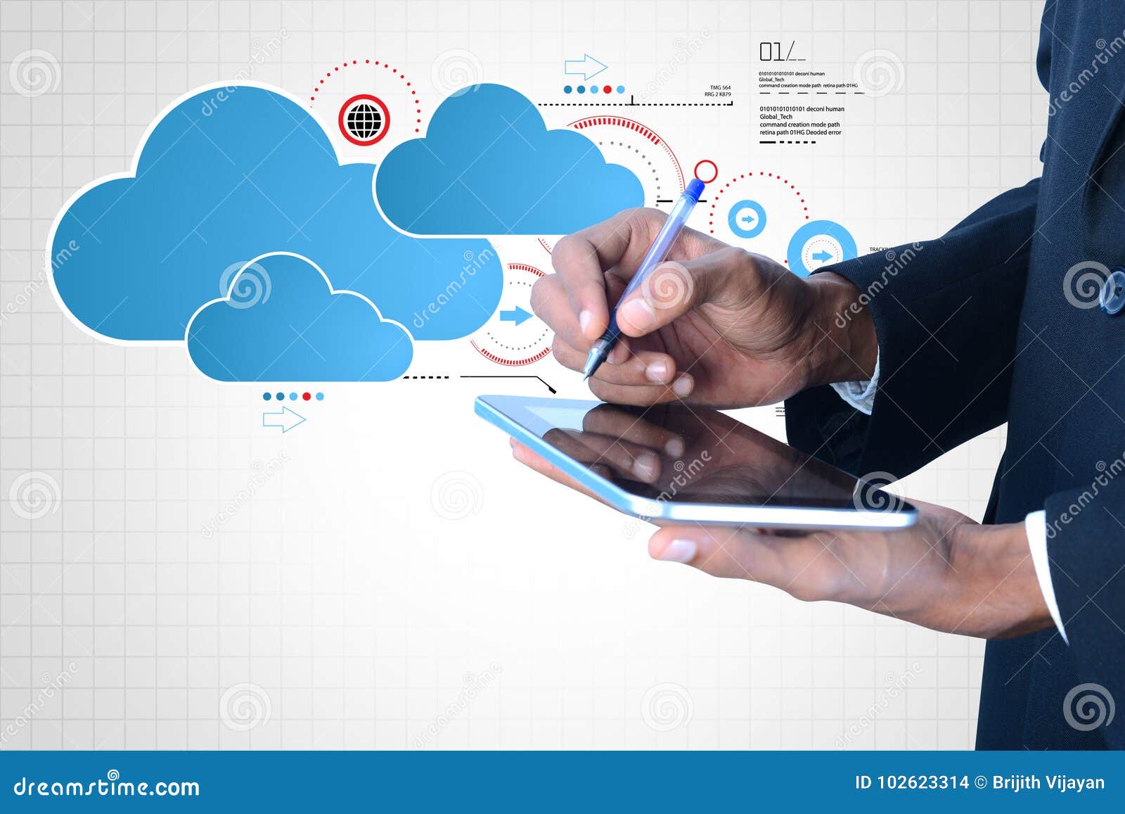 Man Showing Cloud Technology Stock Photo - Image of data, communication ...