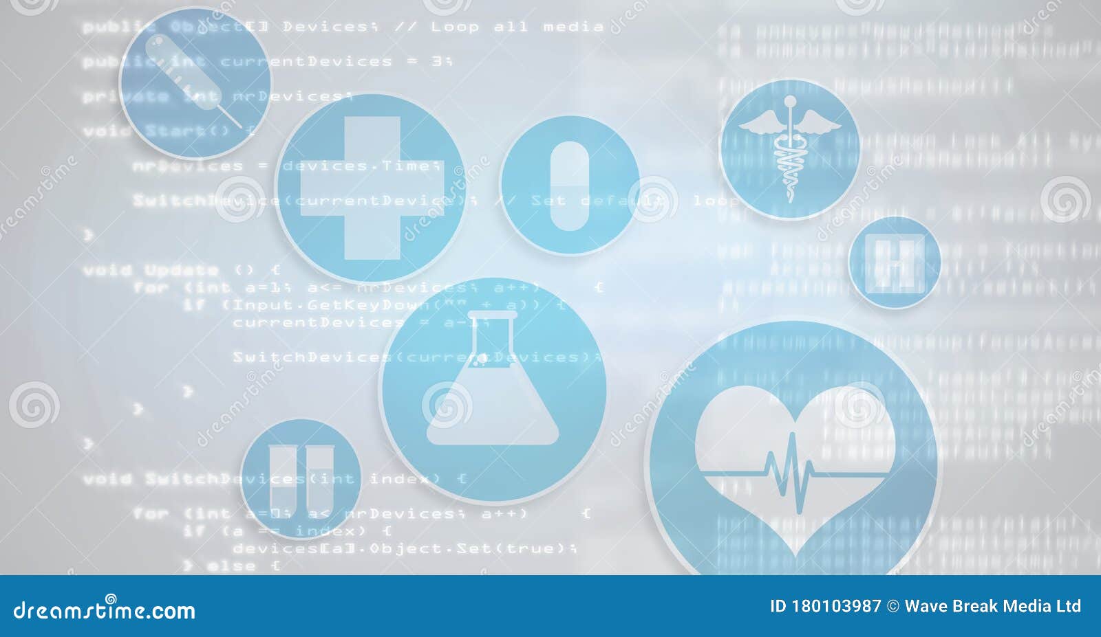 Digital Illustration of Medical Icons Over Data Processing Stock Image ...