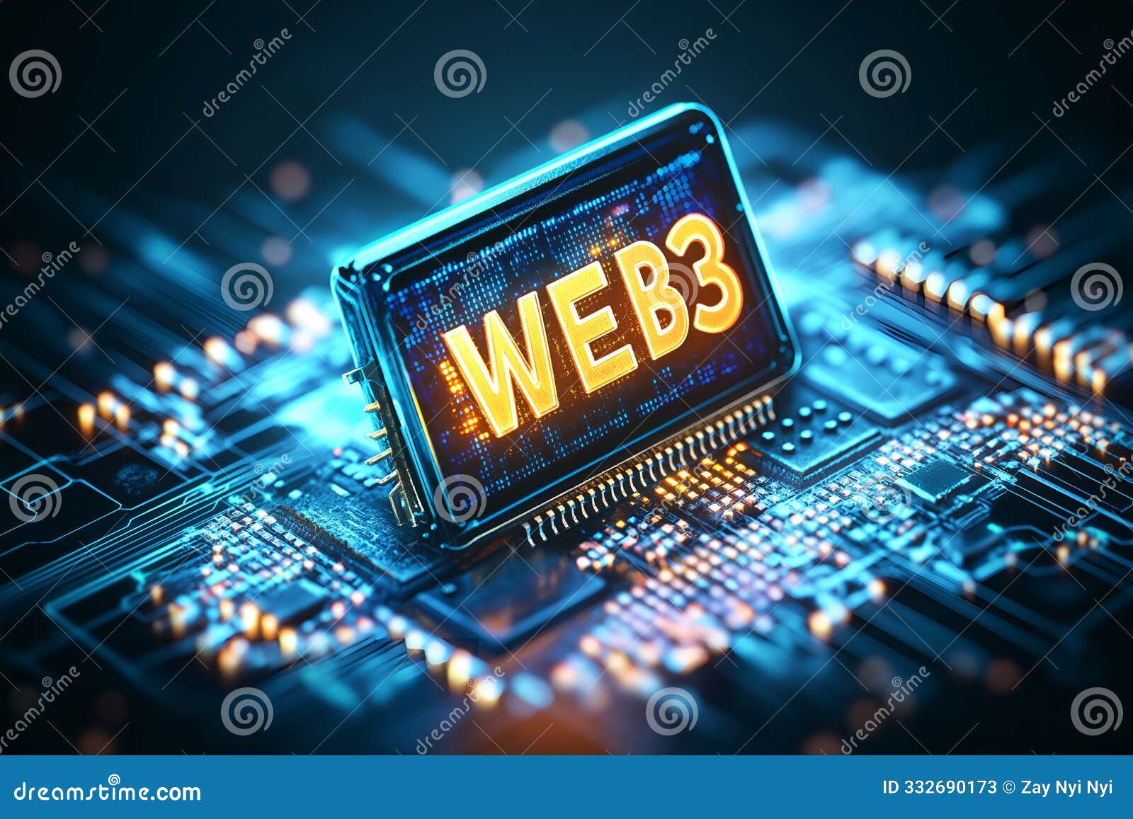 A Digital Illustration of a Microchip Labeled â€œWeb3,â€ Symbolizing ...