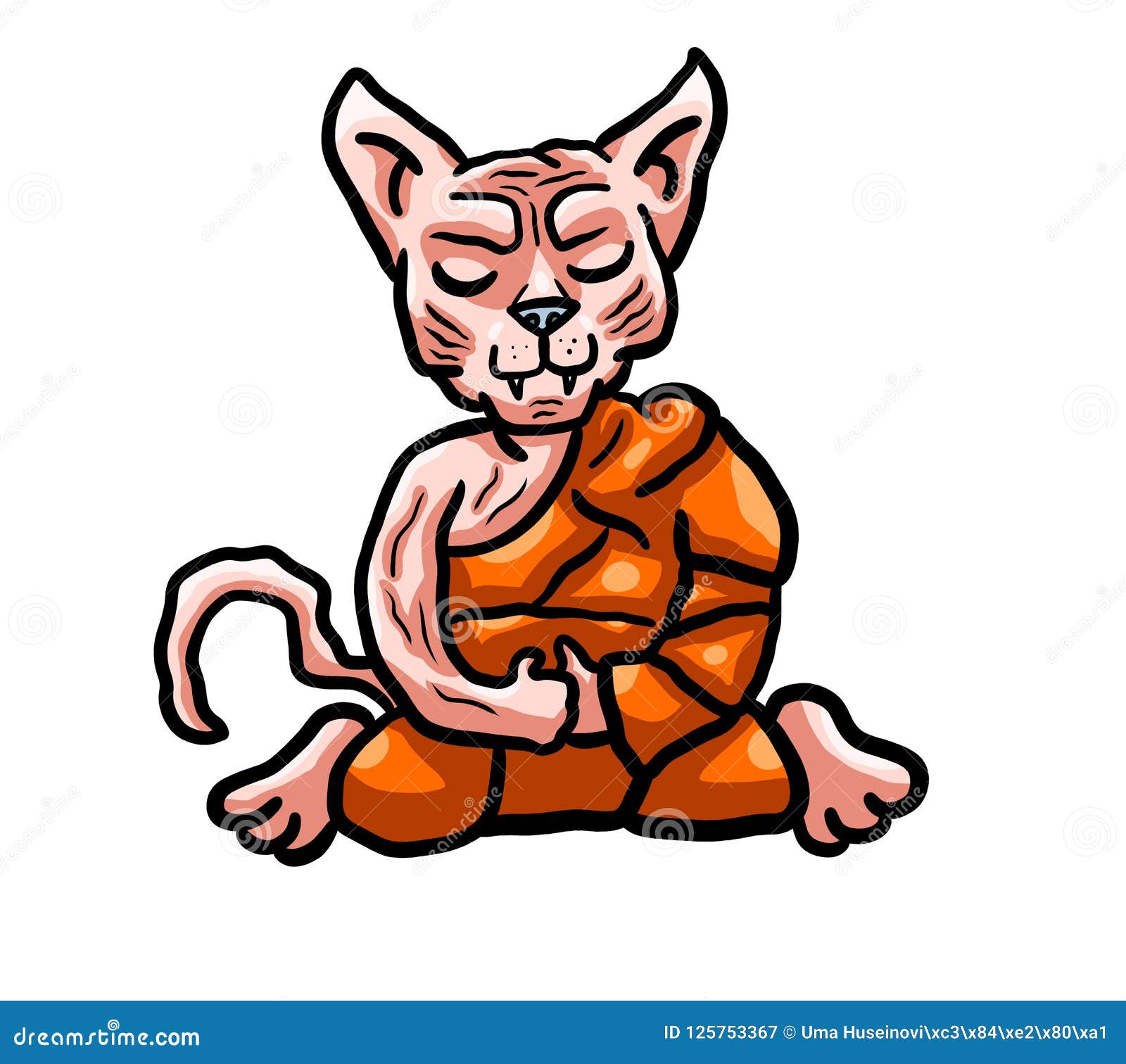 Monk Sphynx Cat stock illustration. Illustration of graphic - 125753367