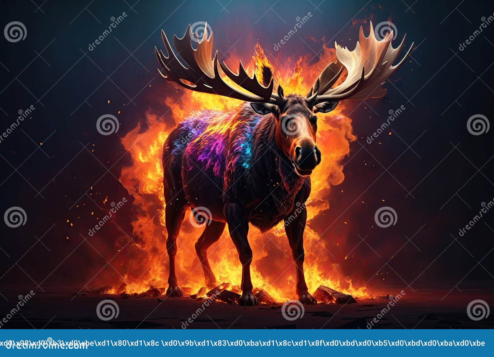 A Digital Illustration of a Moose Engulfed in Fire. Ai Generative Stock ...