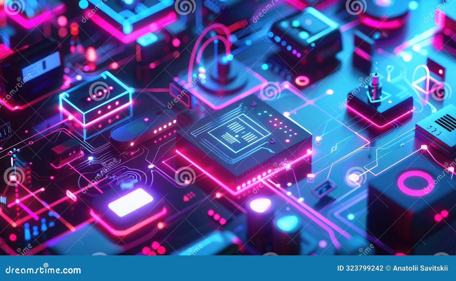 A Digital Illustration of a Network with Various Devices, Including ...