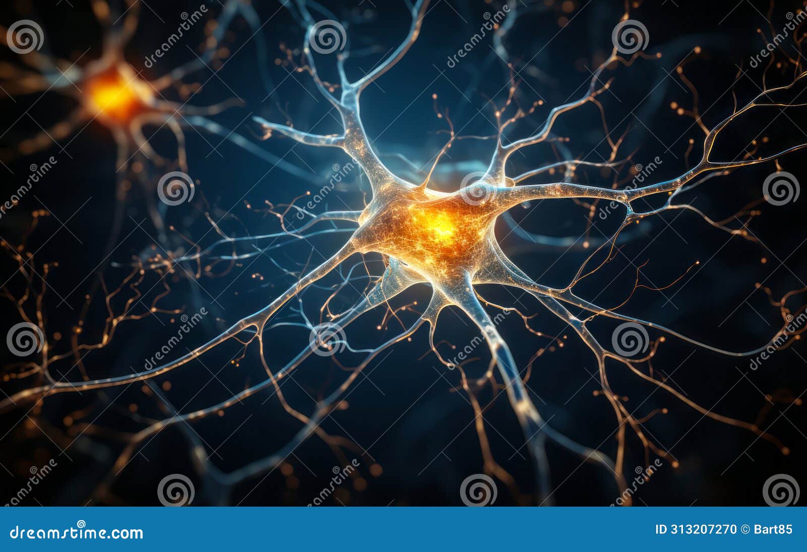 Digital Illustration Of A Neuron Cell With Detailed Dendrites And Axon ...