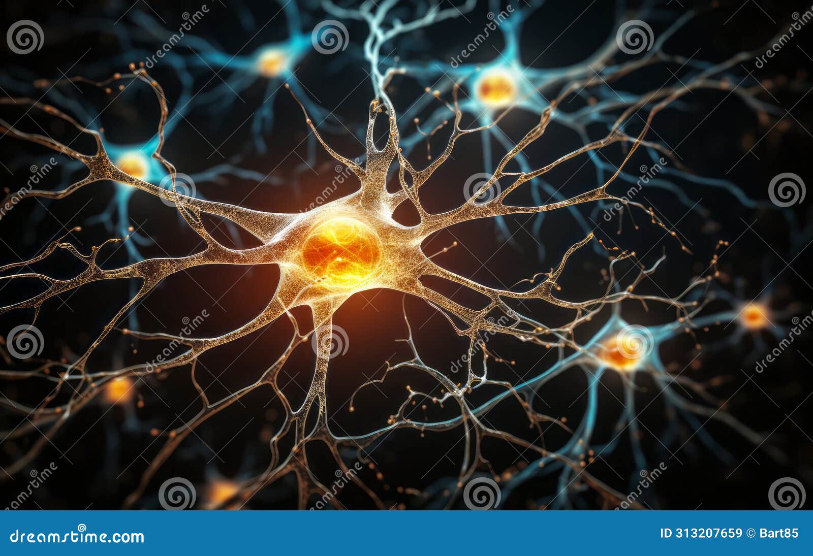 Digital Illustration Of A Neuron Cell With Detailed Dendrites And Axon ...