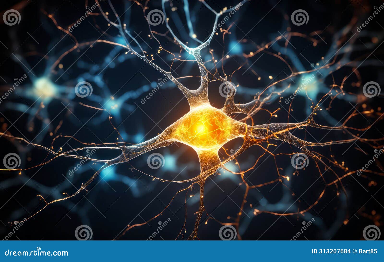 Digital Illustration Of A Neuron Cell With Detailed Dendrites And Axon ...