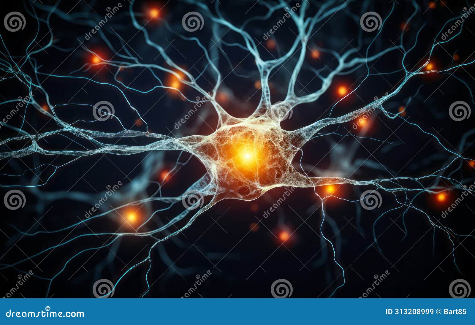 Digital Illustration Of A Neuron Cell With Detailed Dendrites And Axon ...