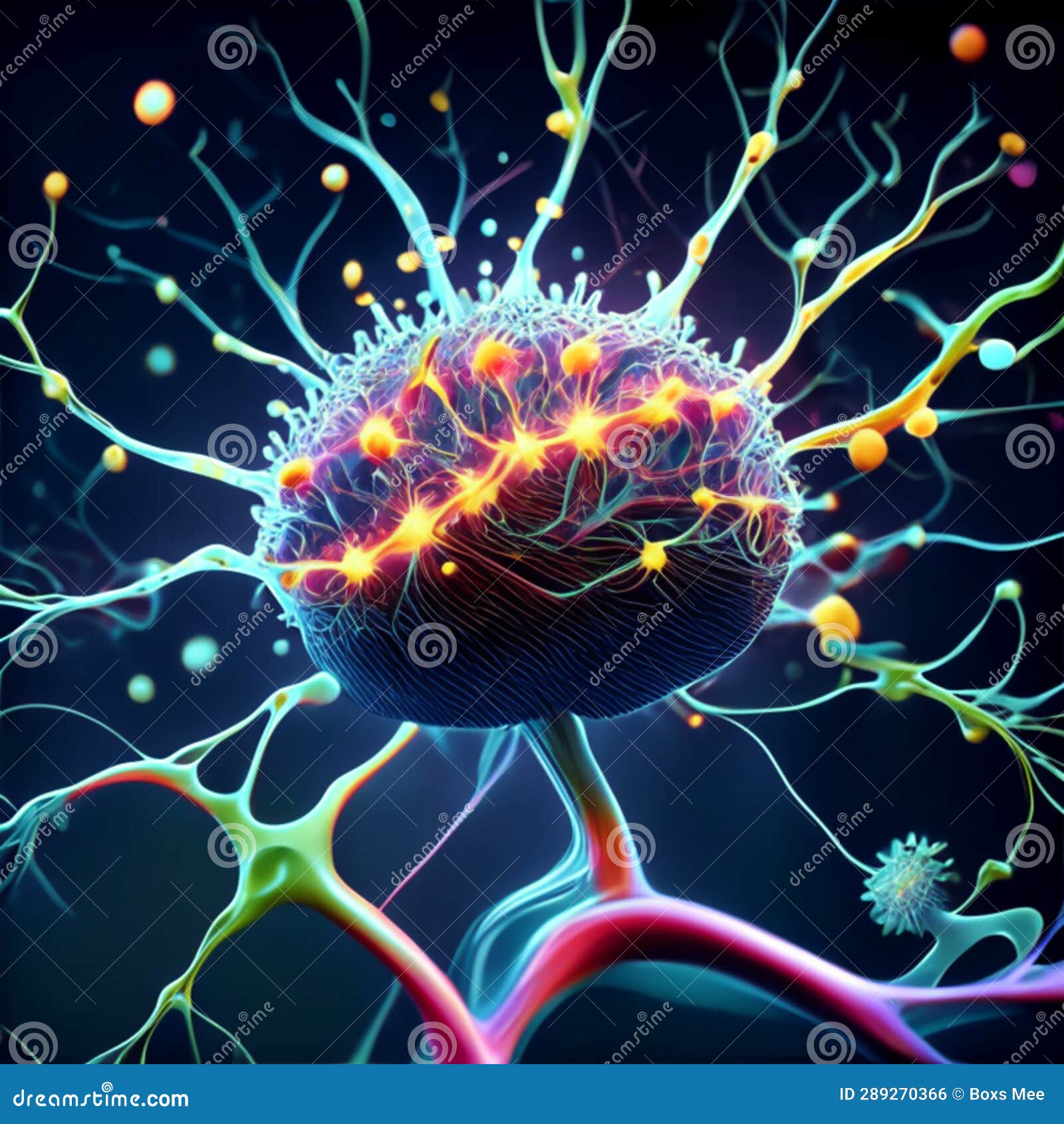 Digital Illustration of Neuron in Colour Background. Science and ...