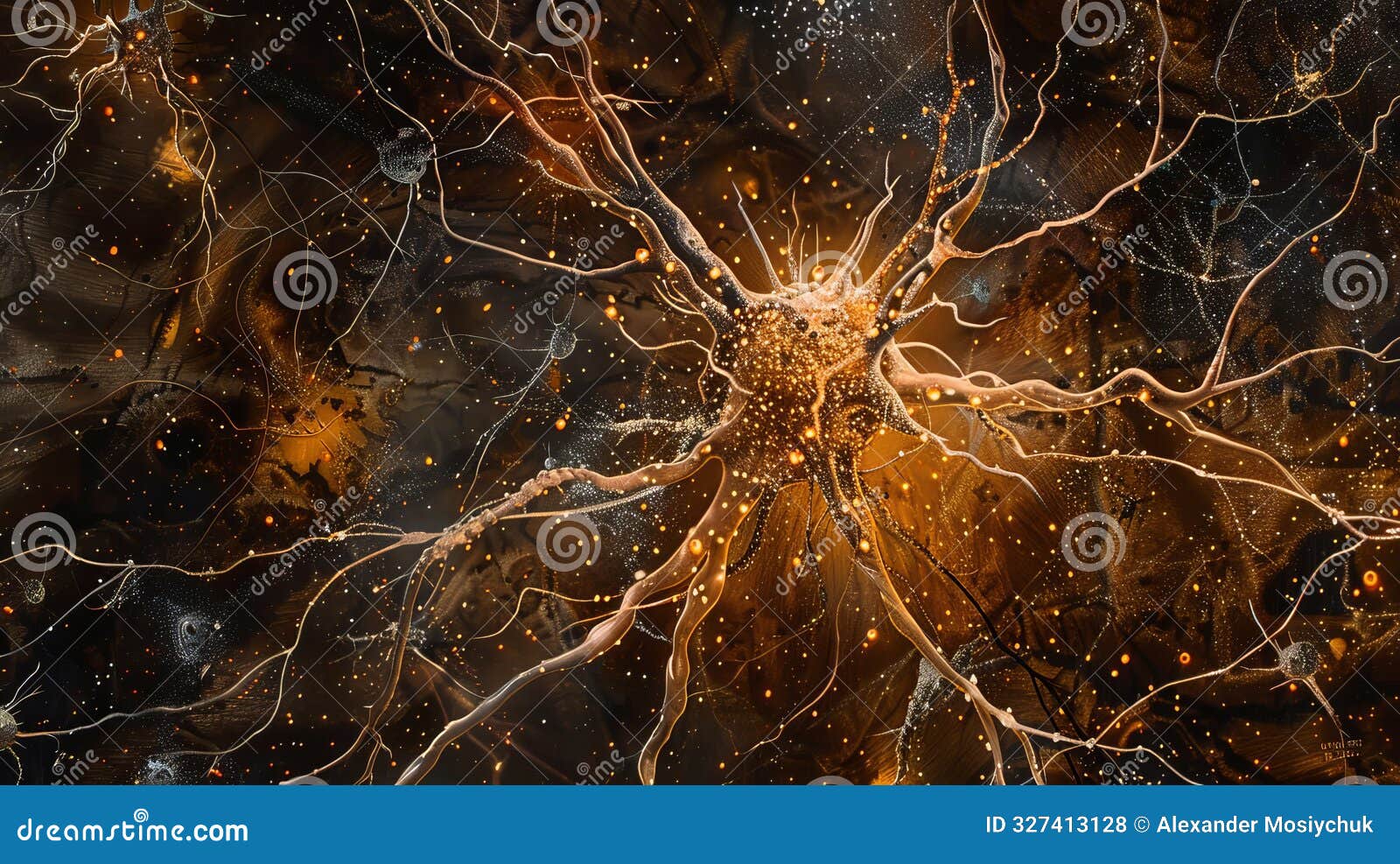 A Digital Illustration of a Neuron with a Detailed and Complex ...