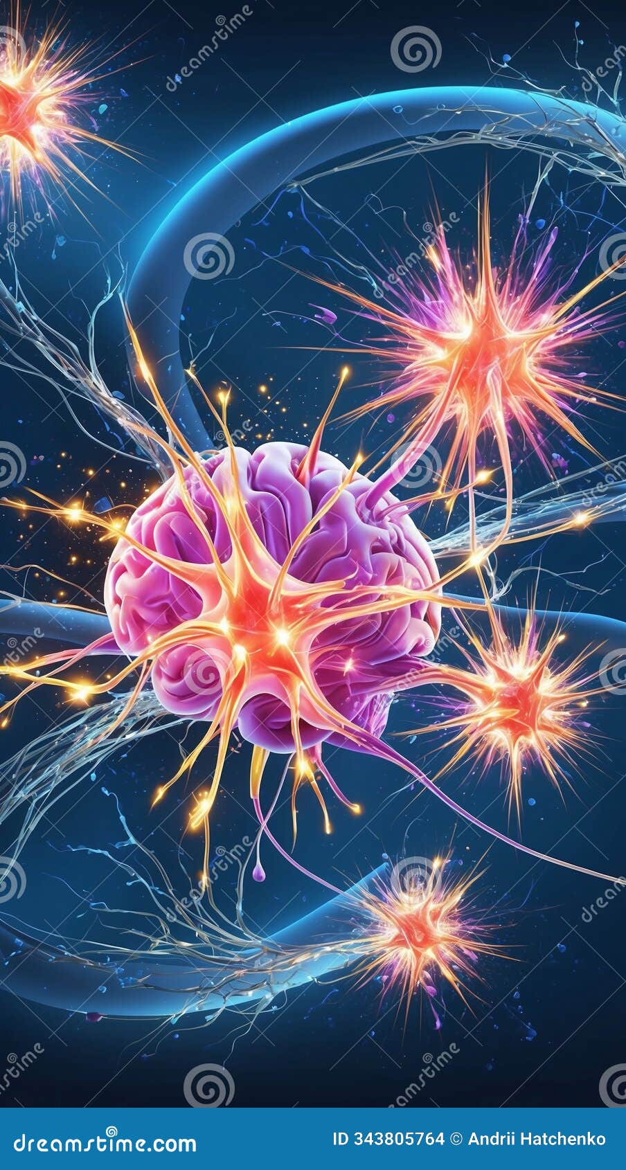 Digital Illustration of Neurons and Synapses Representing the Process ...
