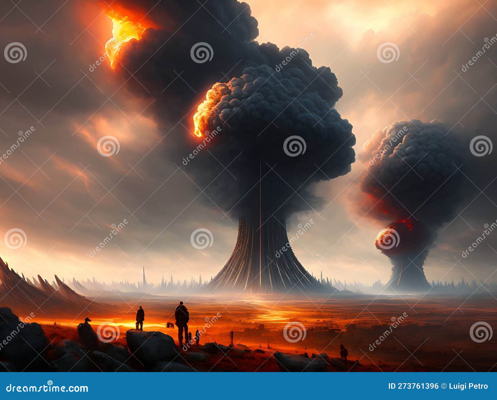 Nuclear War and End of Civilization Concept. Stock Illustration ...