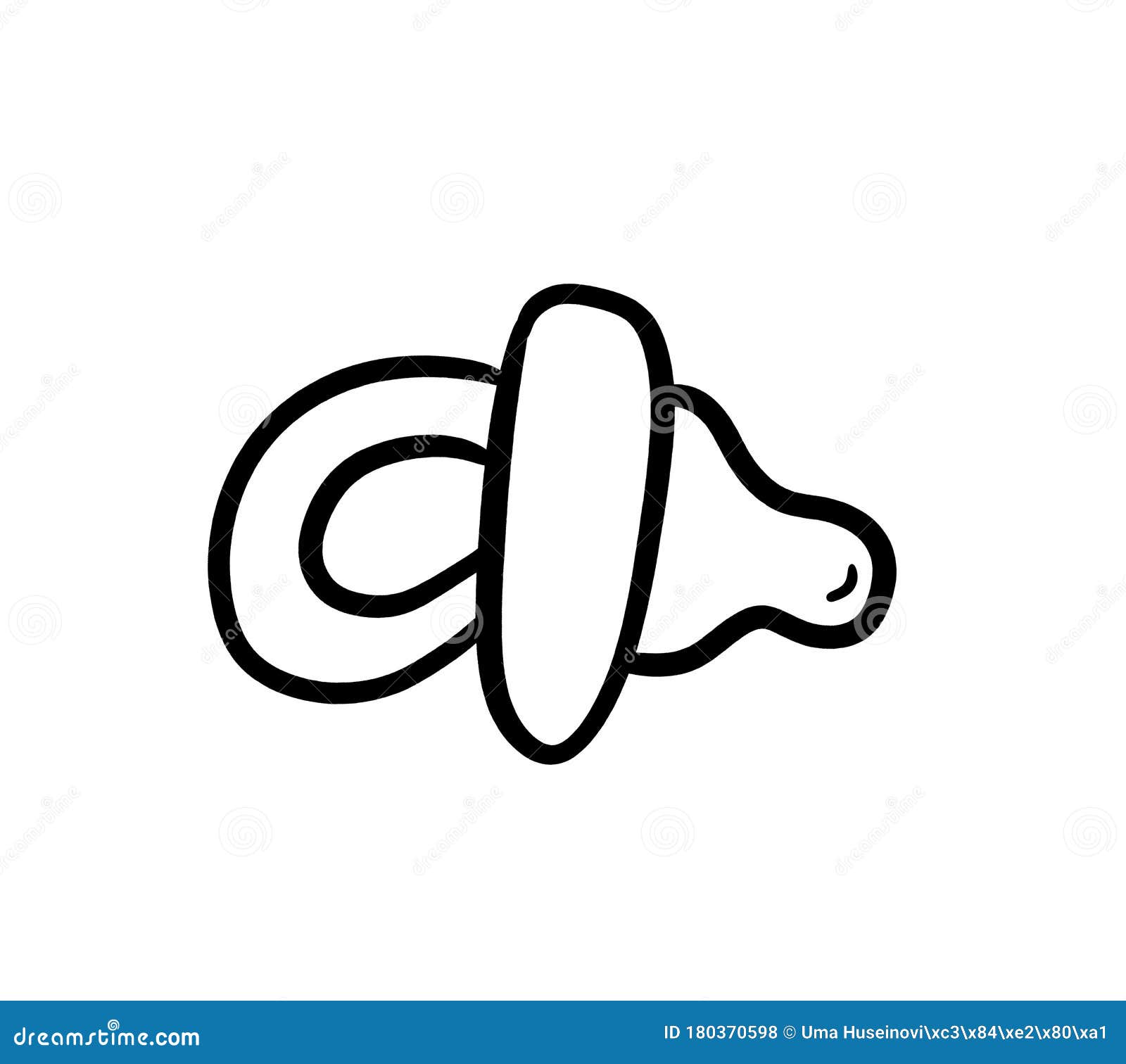 Cute Black and White Pacifier Doodle Stock Illustration - Illustration ...