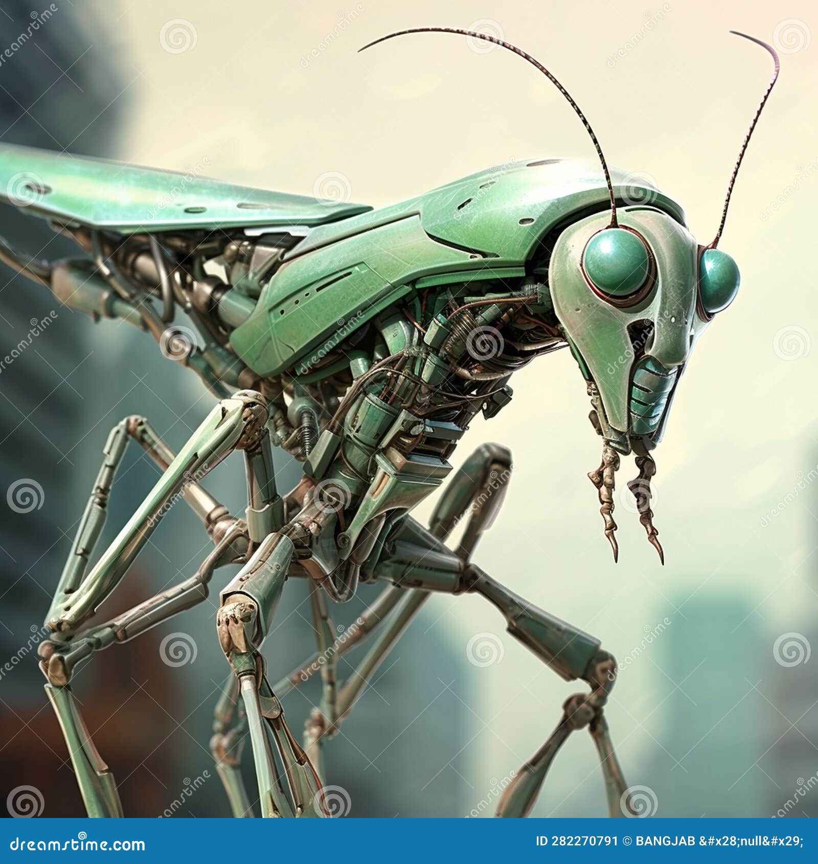 Digital Illustration of a Praying Mantis Robot Stock Illustration ...