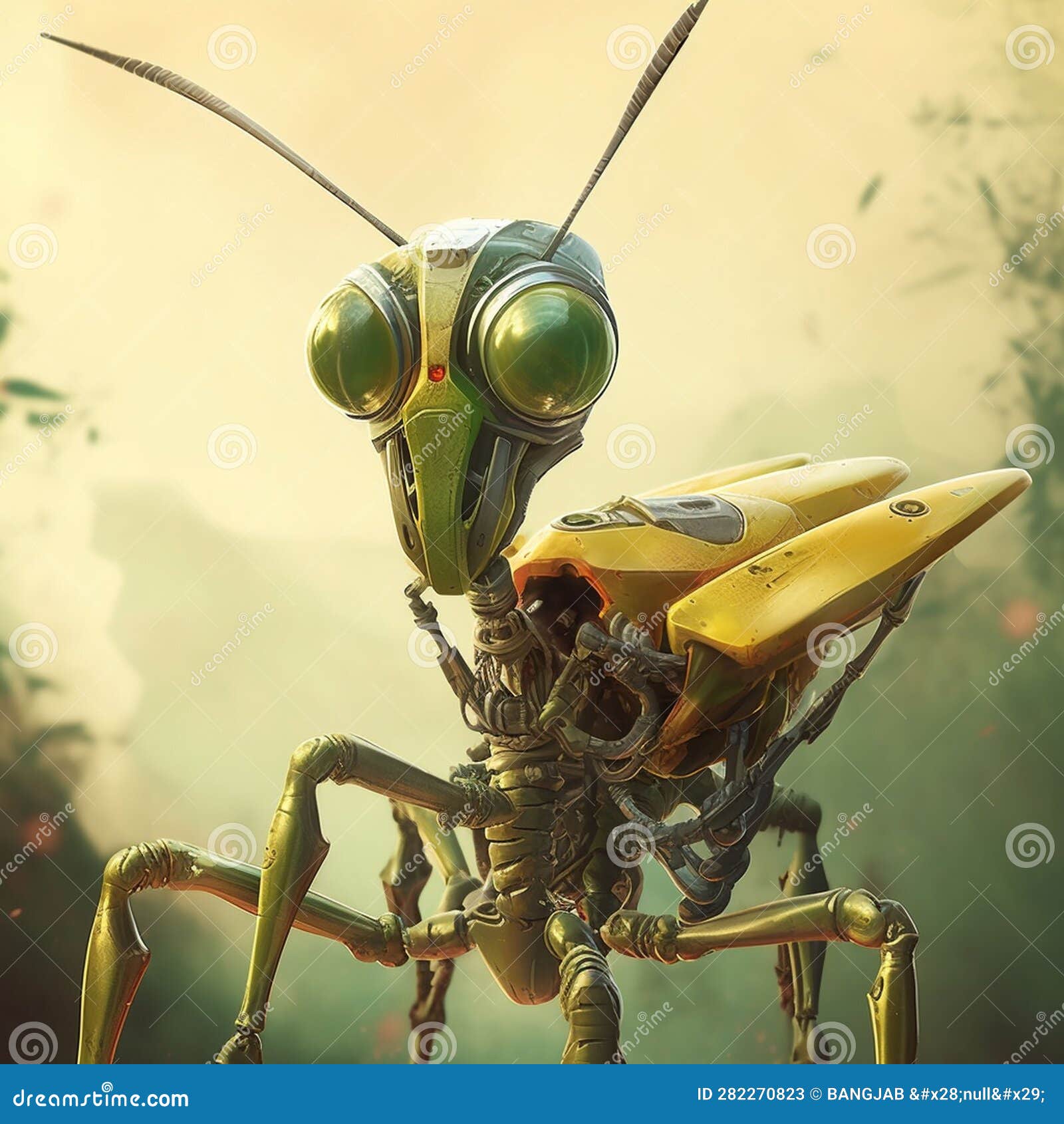 Digital Illustration of a Praying Mantis Robot Stock Illustration ...