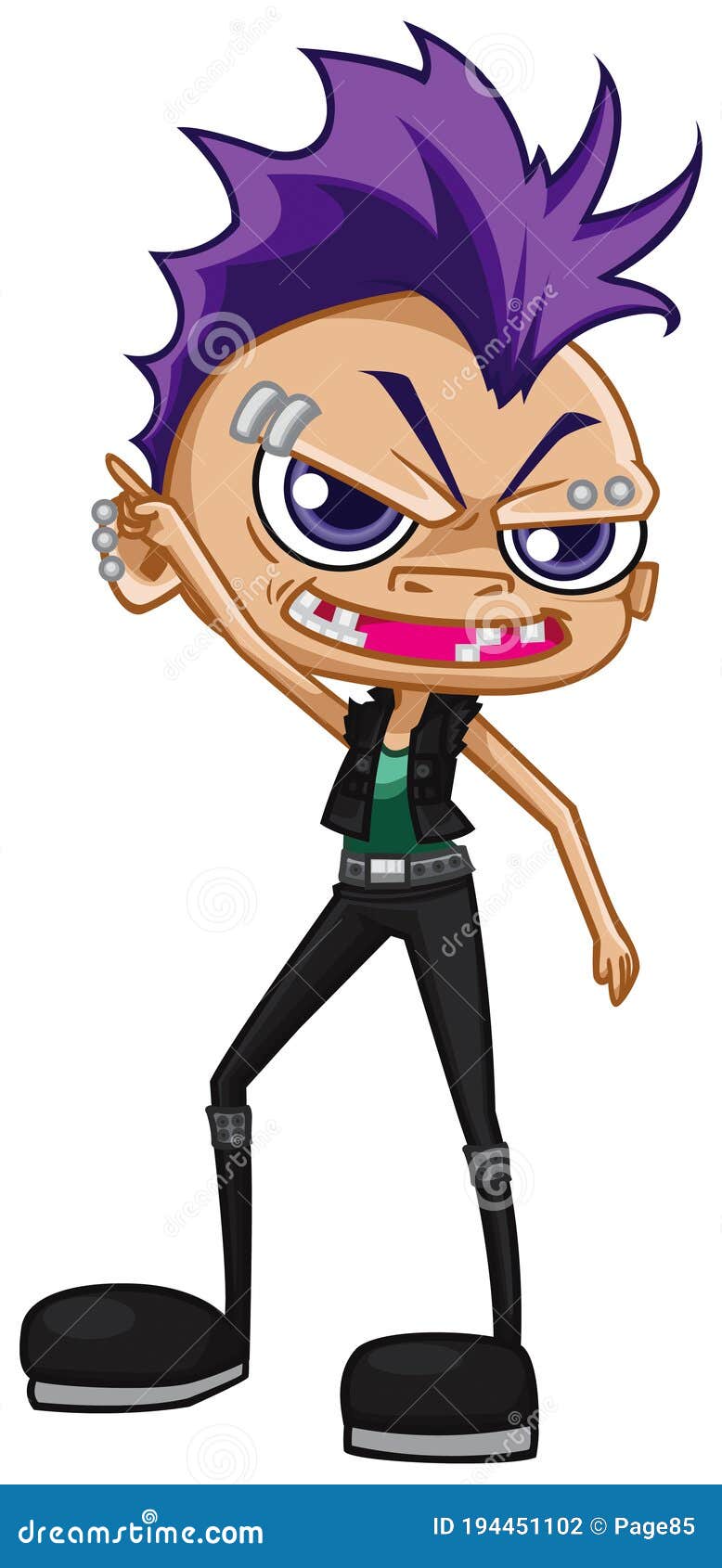 Punk boy stock illustration. Illustration of cartoon - 194451102