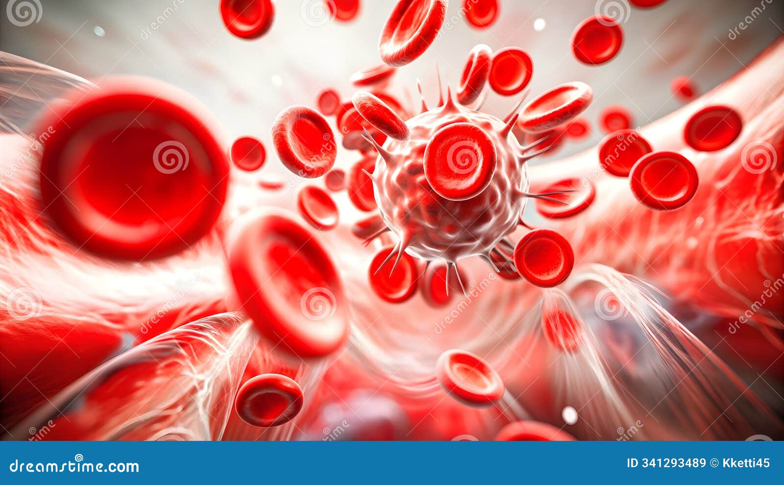 Digital Illustration of Red Blood Cells in Colour Background. 3D ...