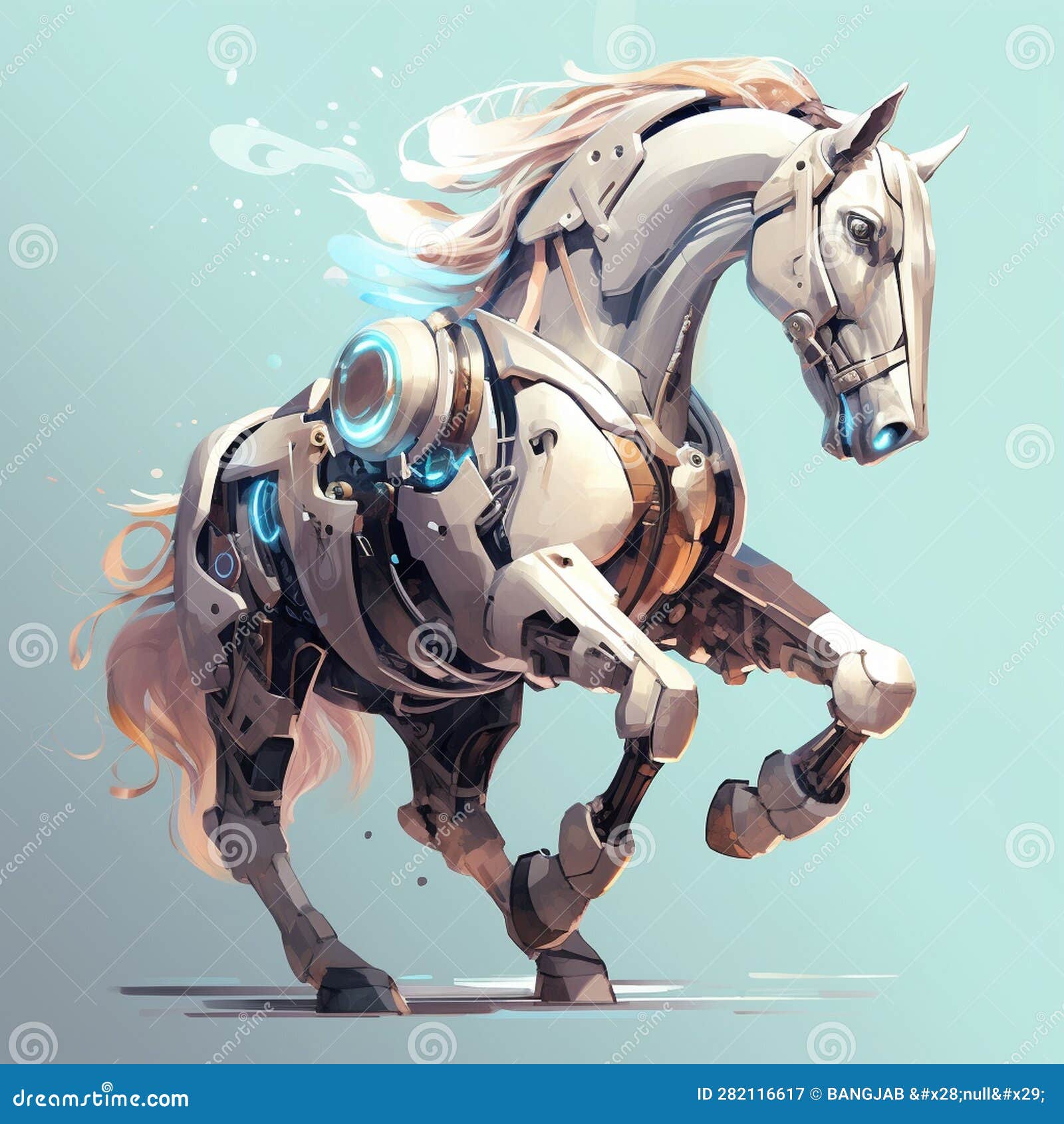 Digital Illustration of a Robot Horse Stock Illustration - Illustration ...