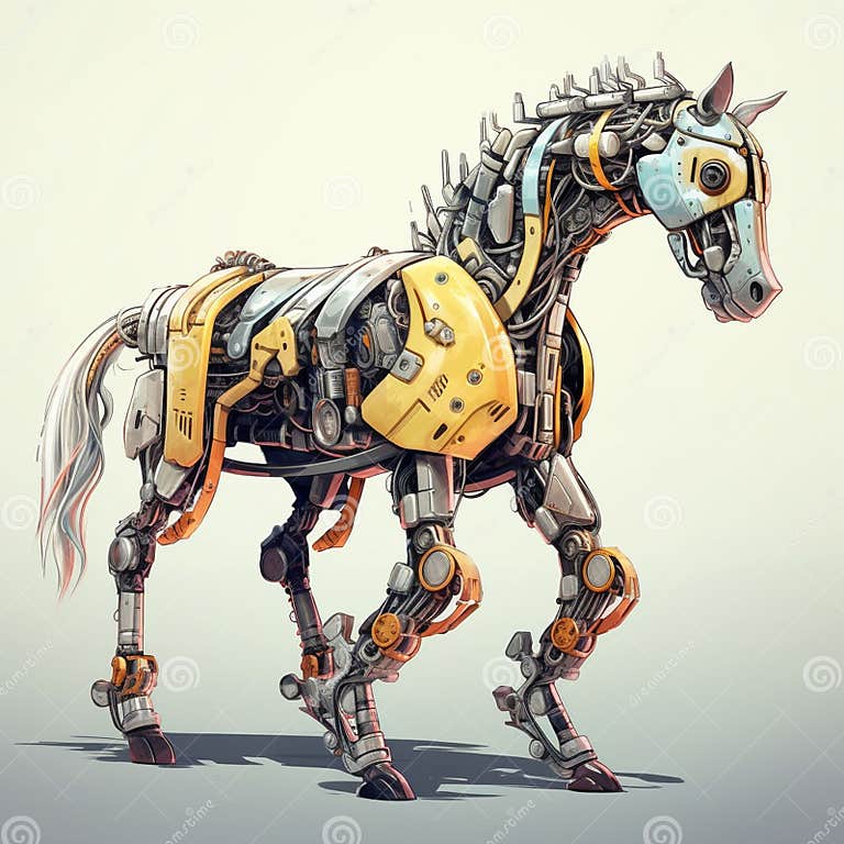 Digital Illustration of a Robot Horse Stock Illustration - Illustration ...