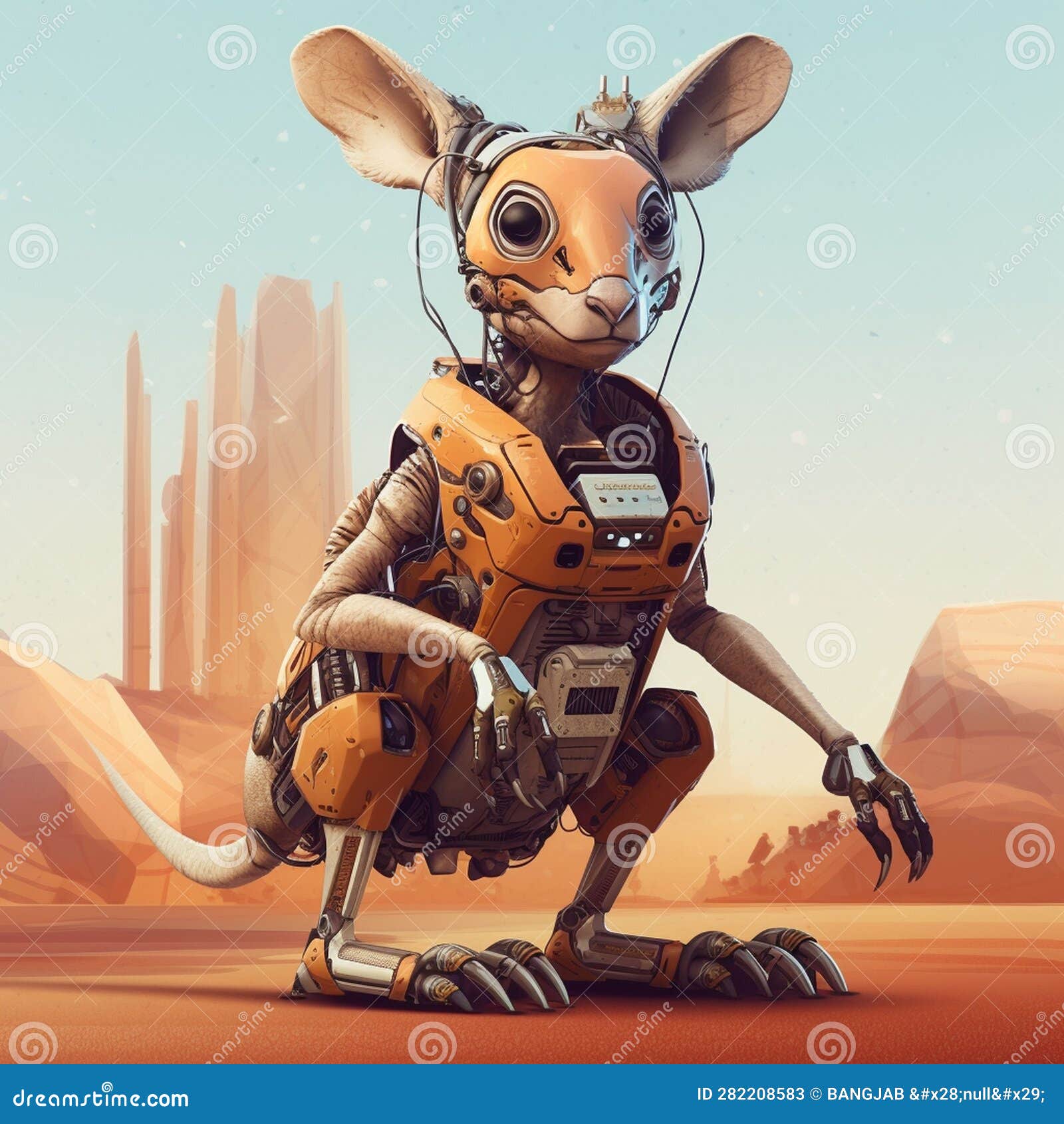 Digital Illustration of Robot Kangaroo Stock Illustration ...