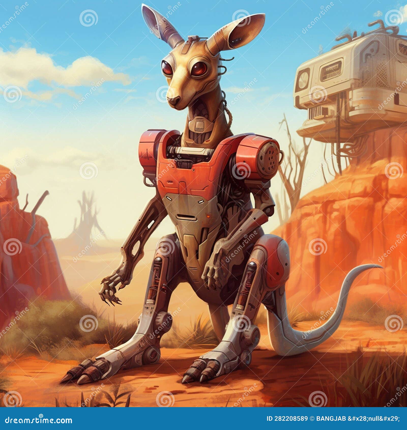 Digital Illustration of Robot Kangaroo Stock Illustration ...