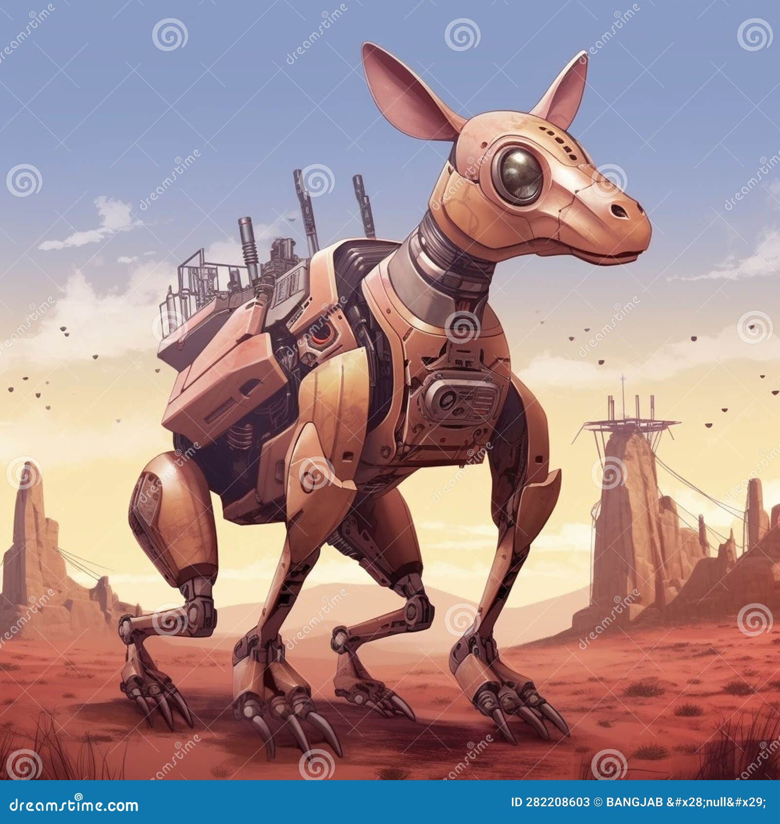 Digital Illustration of Robot Kangaroo Stock Illustration ...