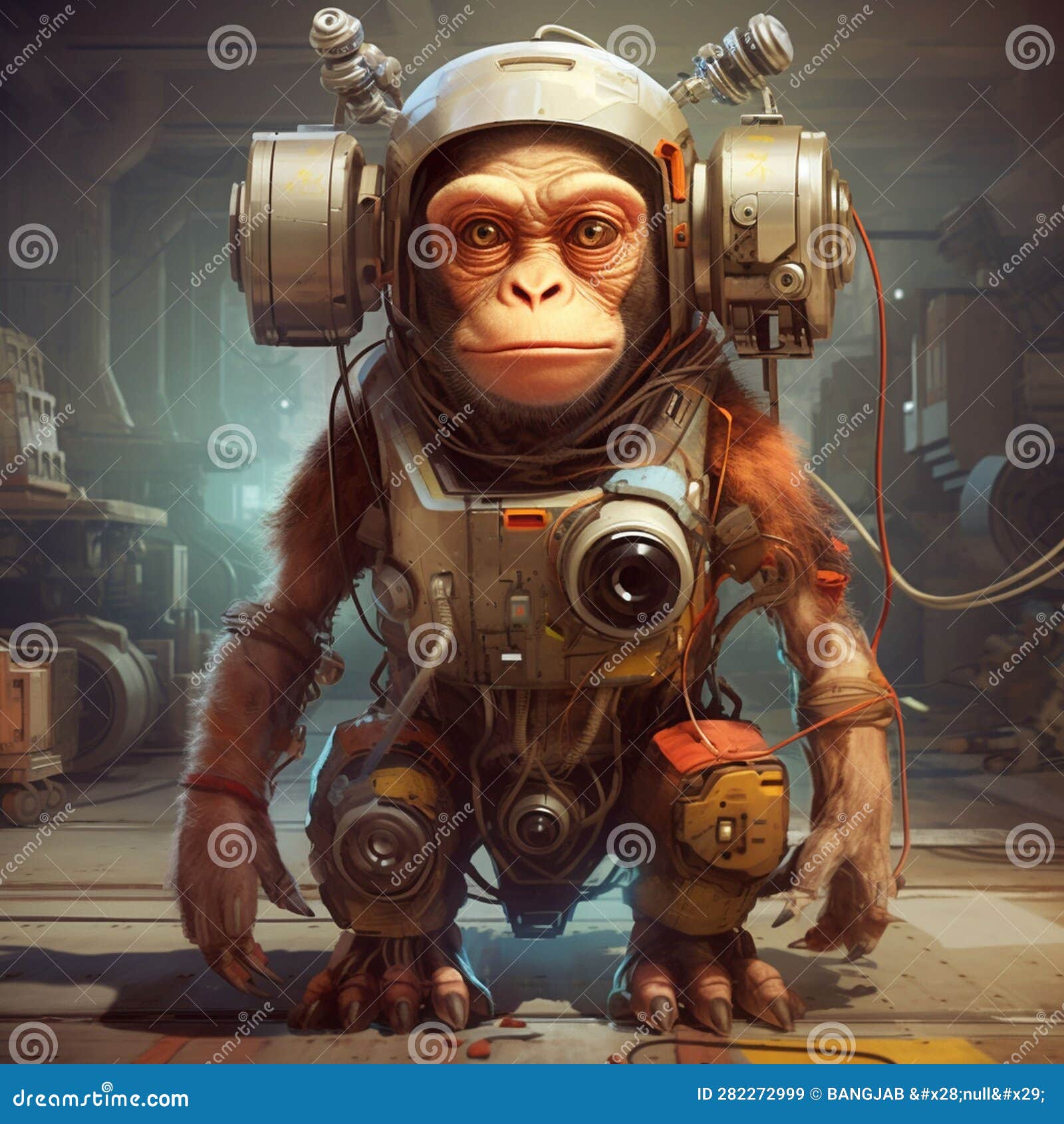 Digital Illustration of Robot Monkey Stock Illustration - Illustration ...