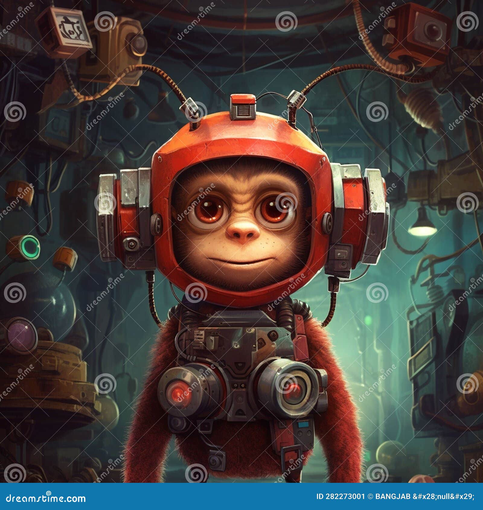 Digital Illustration of Robot Monkey Stock Illustration - Illustration ...