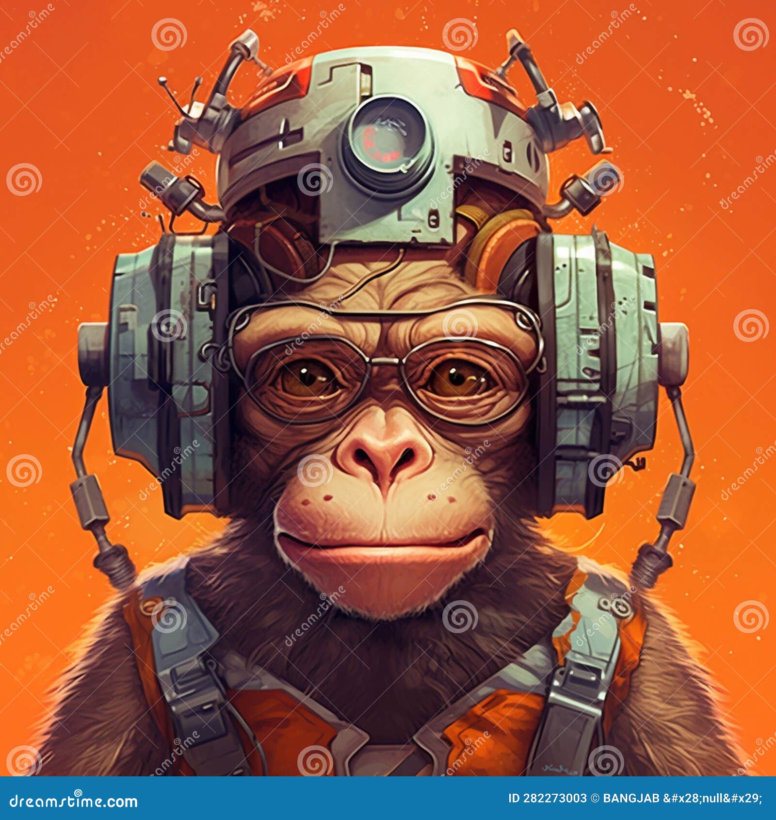 Digital Illustration of Robot Monkey Stock Illustration - Illustration of head, together: 282273003