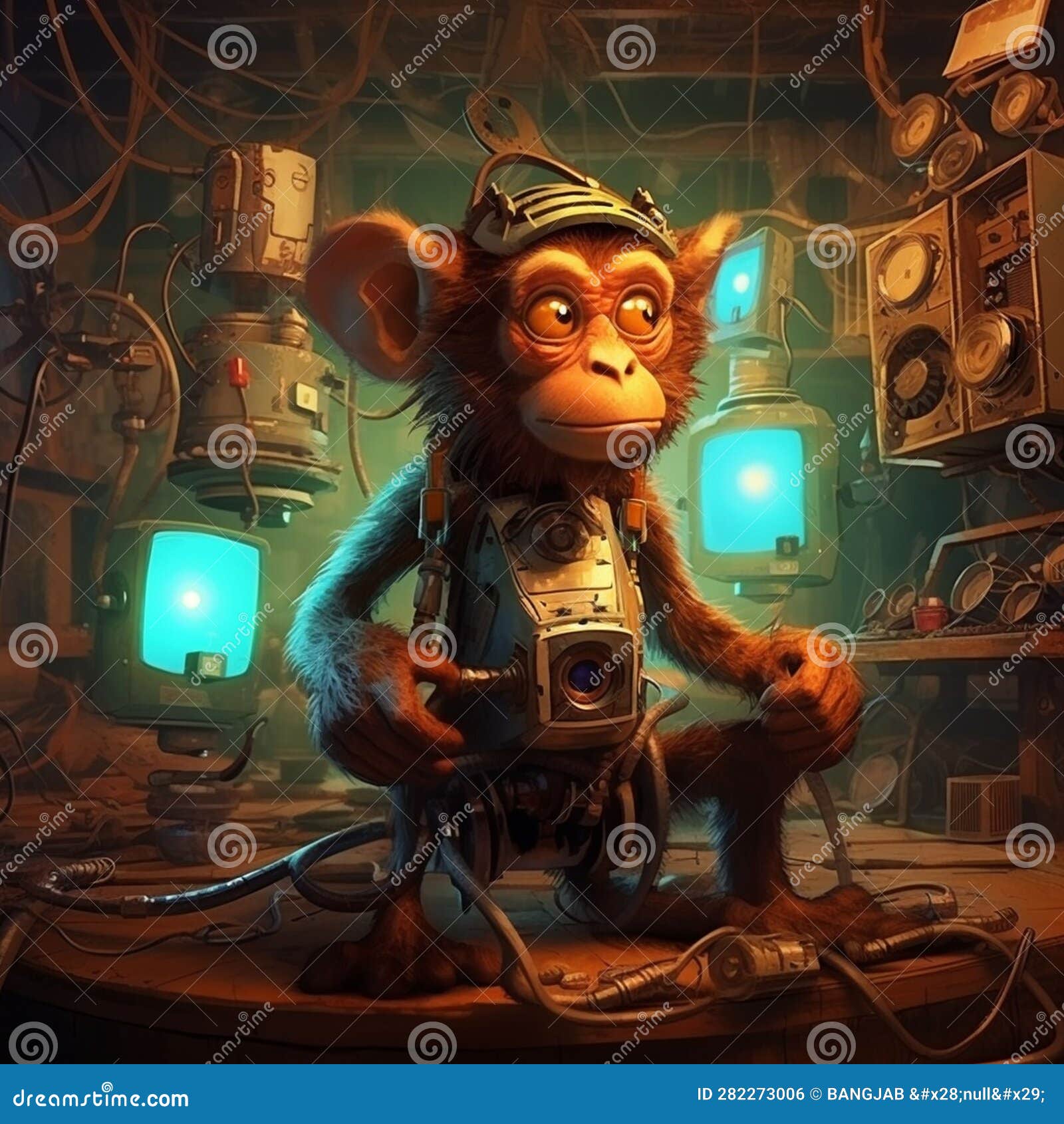 Digital Illustration of Robot Monkey Stock Illustration - Illustration ...