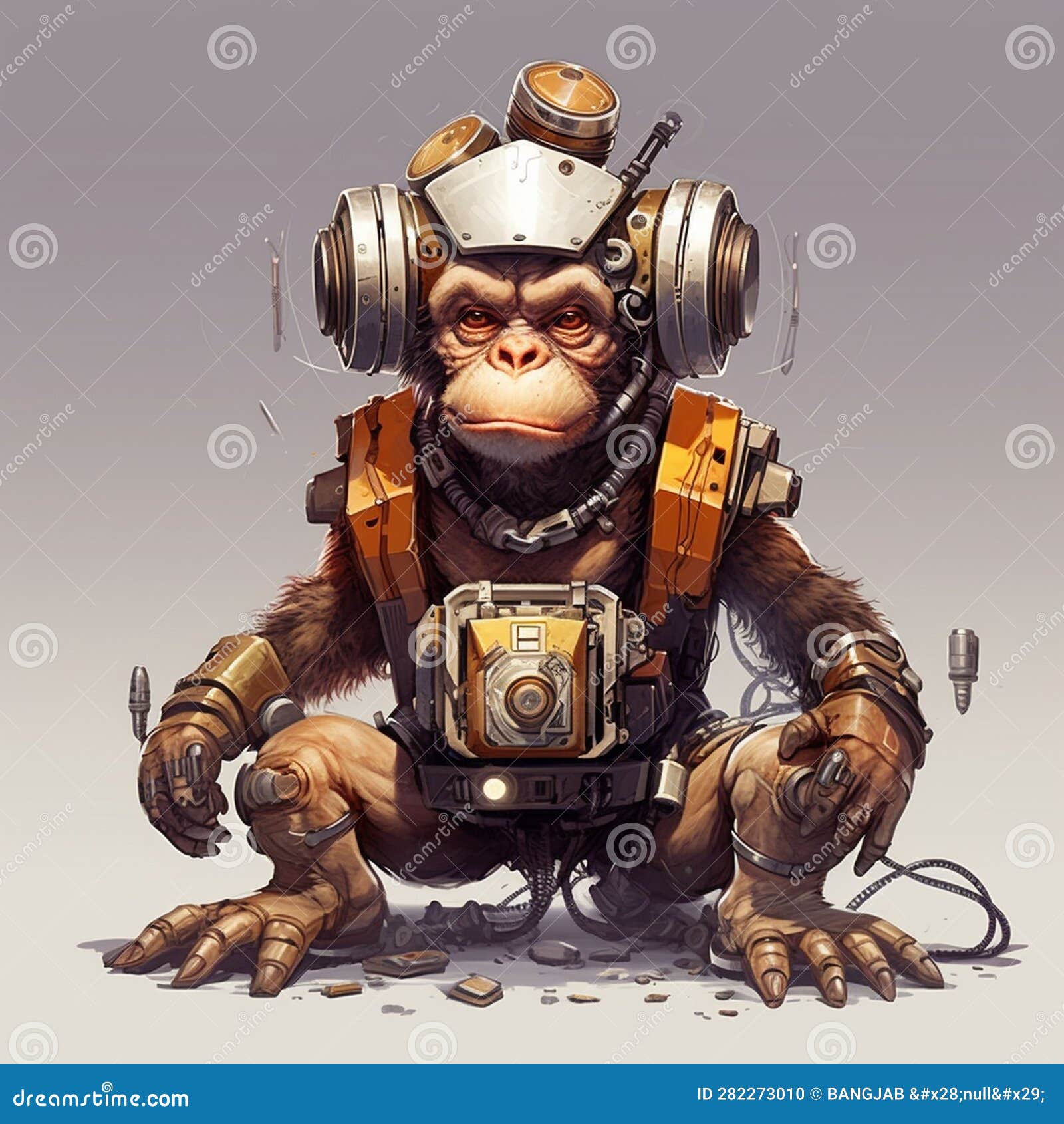 Digital Illustration of Robot Monkey Stock Illustration - Illustration ...