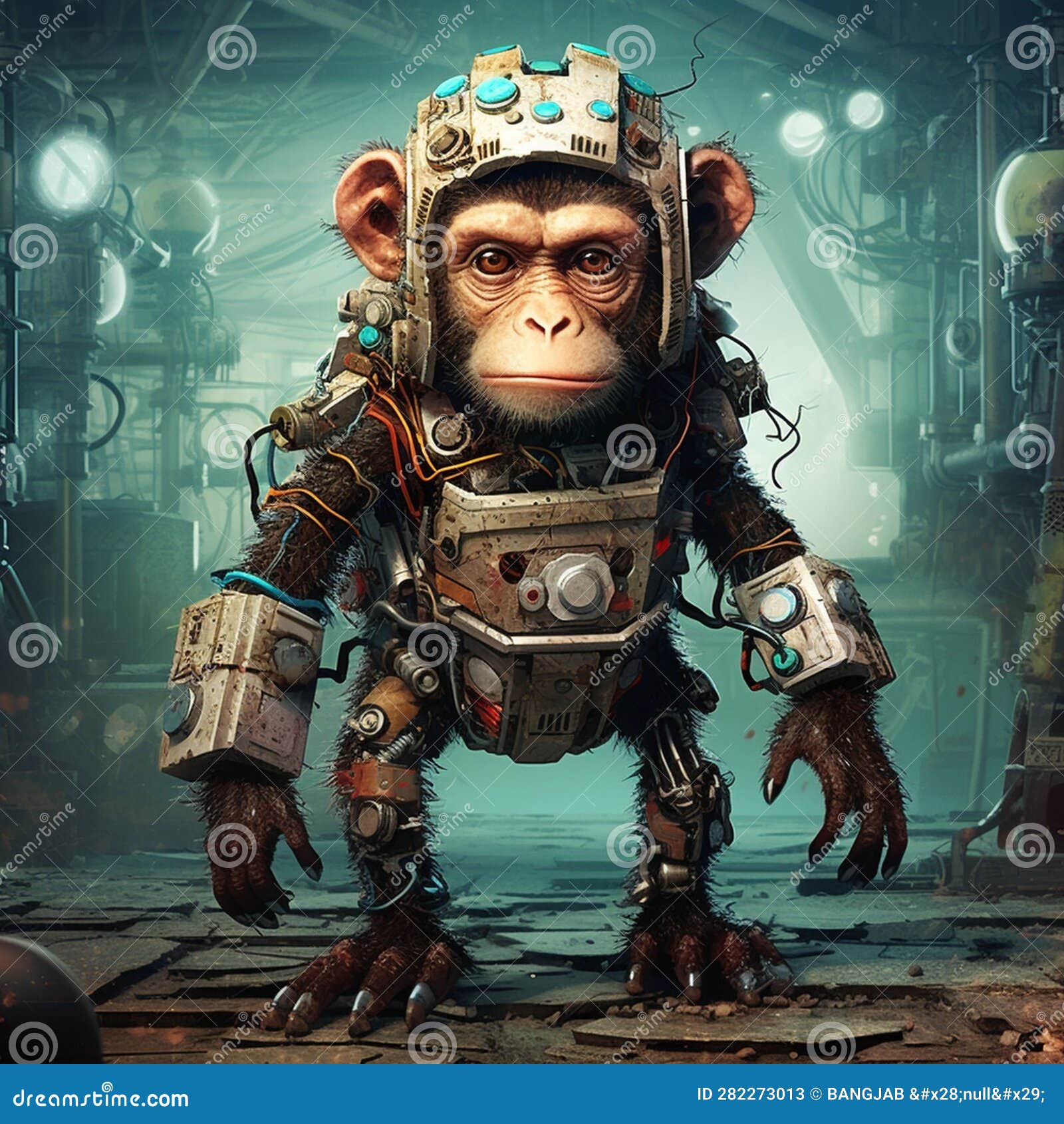 Digital Illustration of Robot Monkey Stock Illustration - Illustration of artwork, figurine ...