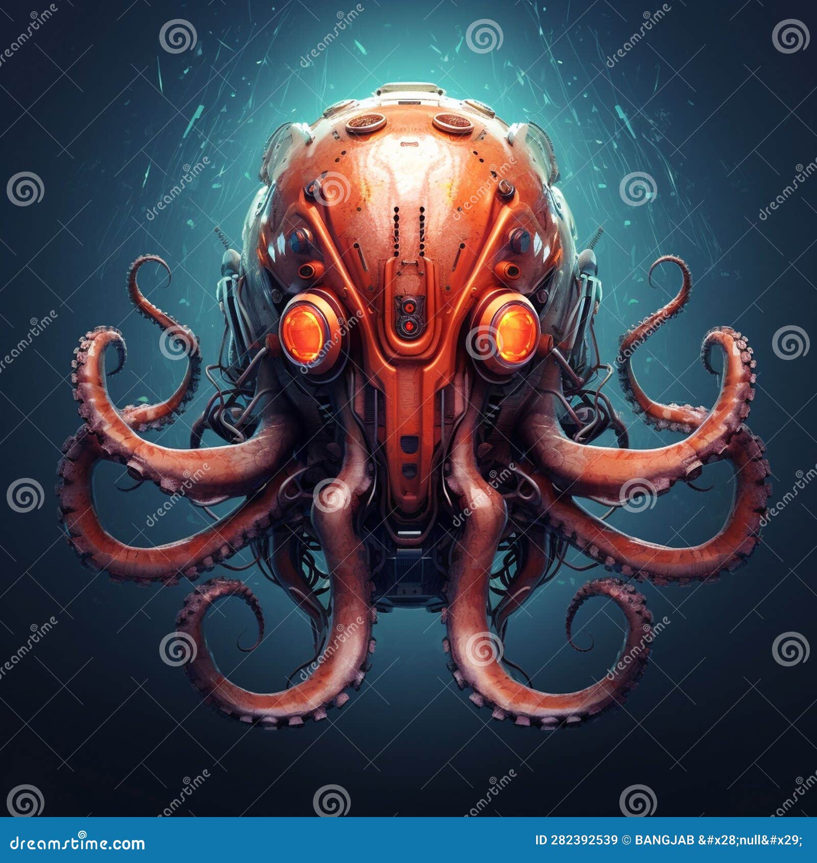 Digital Illustration of Robot Octopus Stock Illustration - Illustration ...