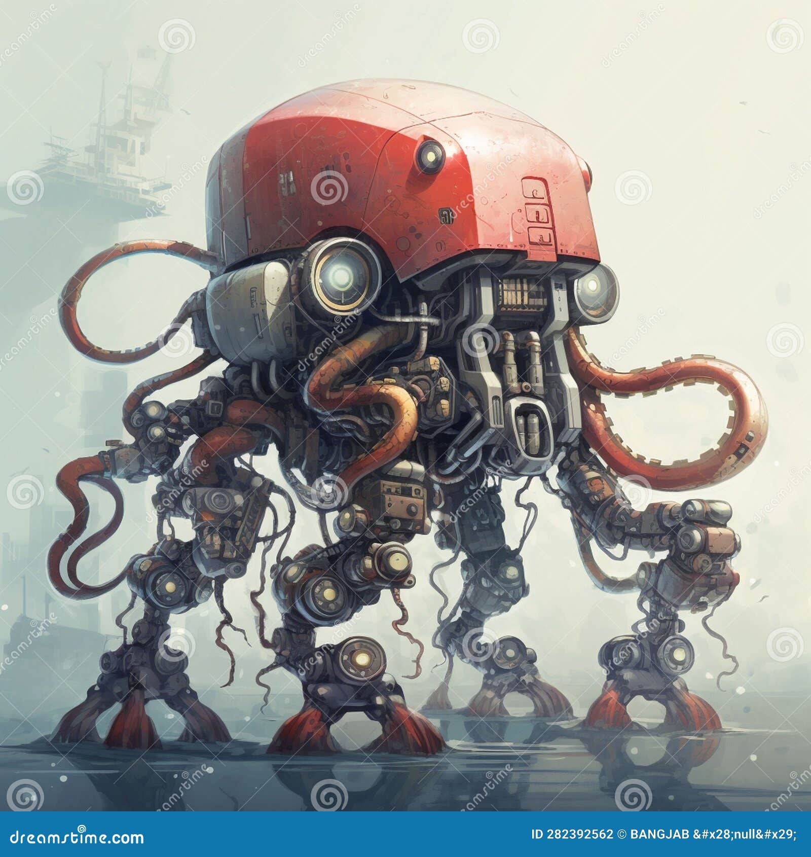 Digital Illustration of Robot Octopus Stock Illustration - Illustration ...