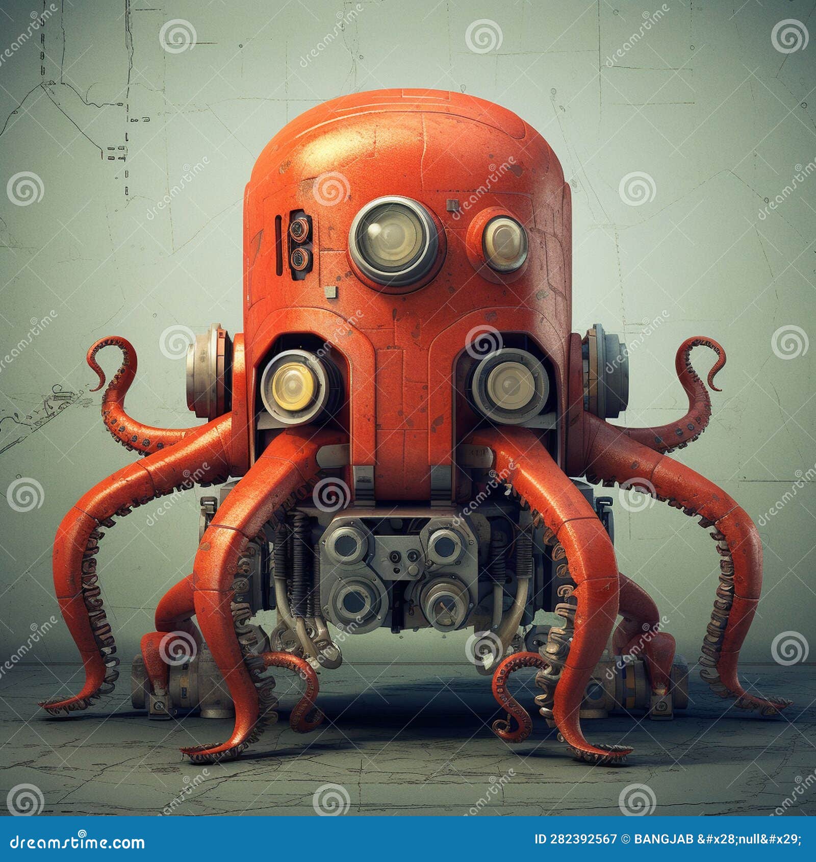 Digital Illustration of Robot Octopus Stock Illustration - Illustration ...