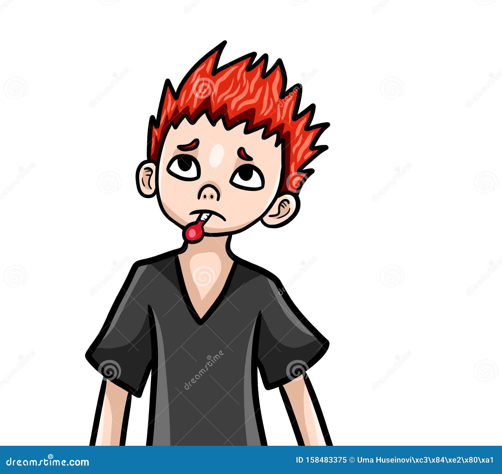 Sad Sick Boy is Worried stock illustration. Illustration of illness ...