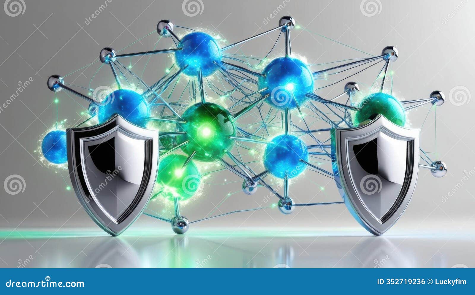 Digital Illustration of Shields Protecting Colorful Molecular ...