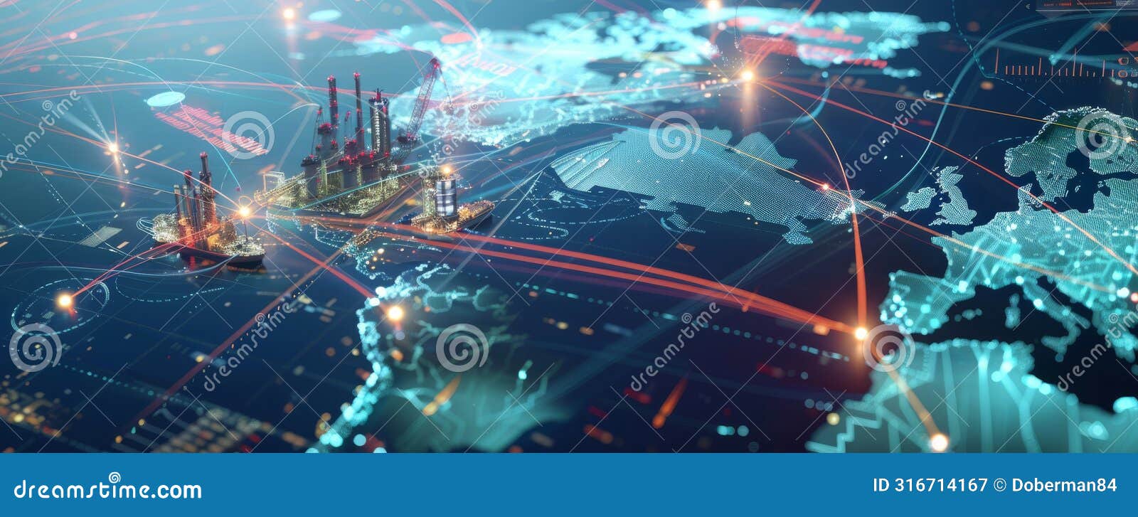 Global Logistics and Distribution Networks Concept with Digital Glow ...