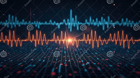 Colorful Seismic Wave Patterns on Digital Screen with Vibrant Glow ...