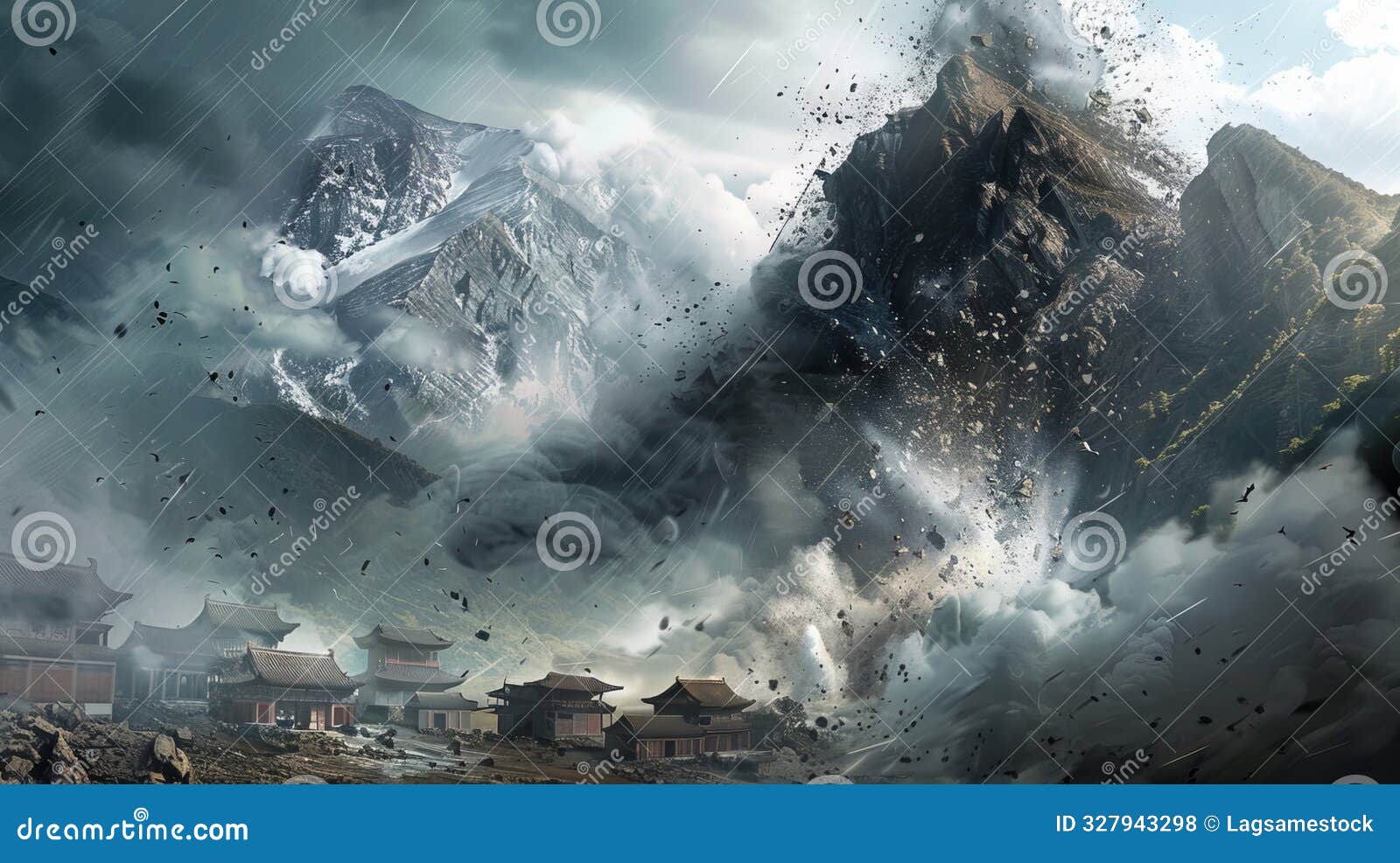 A Digital Illustration Showcasing the Destructive Force of a Landslide ...