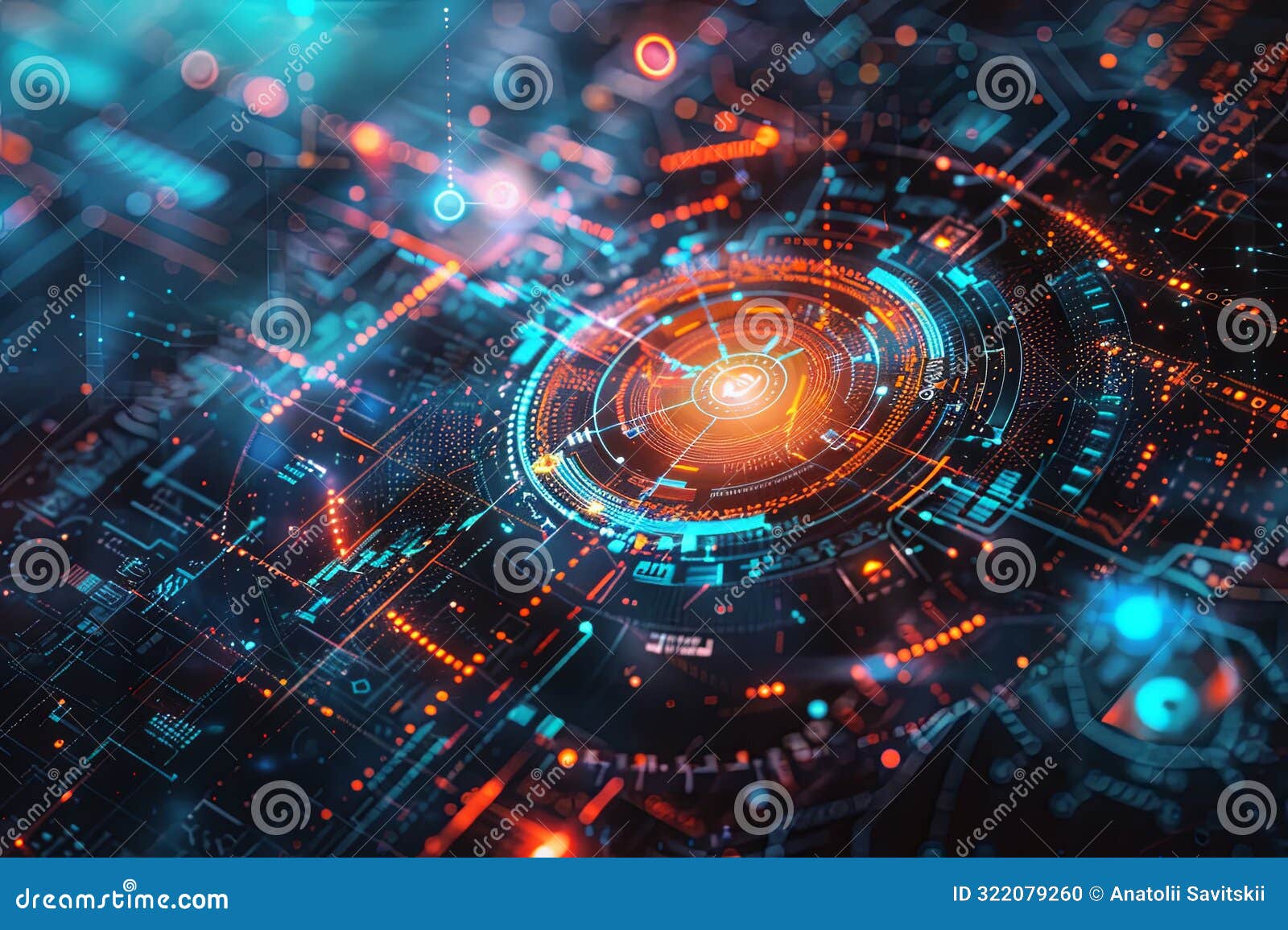 A Digital Illustration Showcasing a Futuristic Cybersecurity Network ...