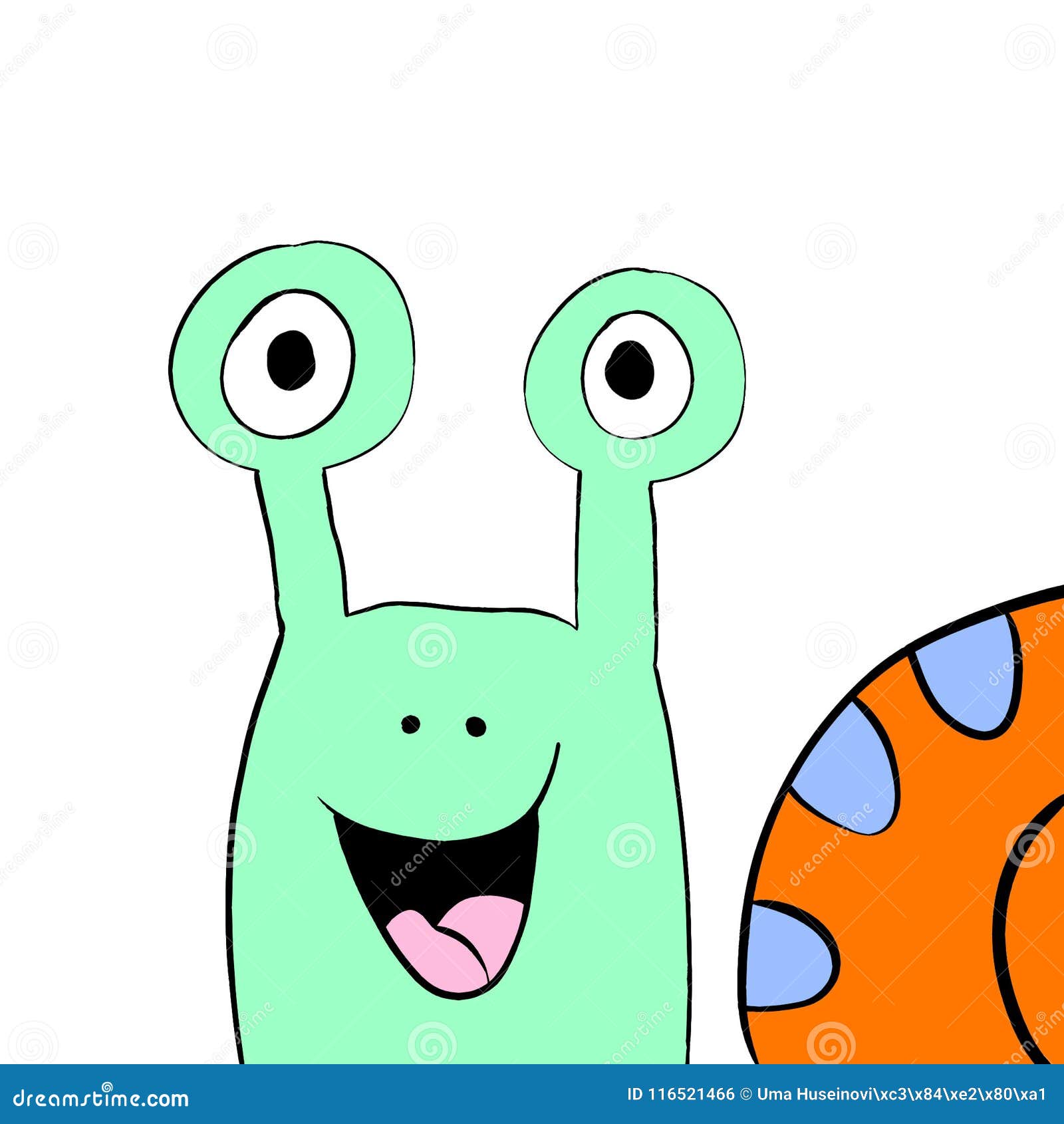 Happy Green Snail stock illustration. Illustration of blue - 116521466