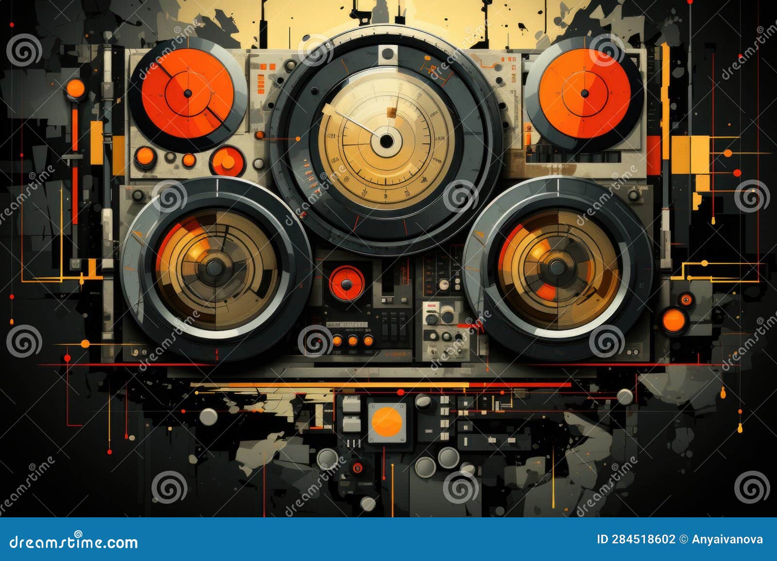 A Digital Illustration of a Stereo System. Generative AI Image. Stock ...