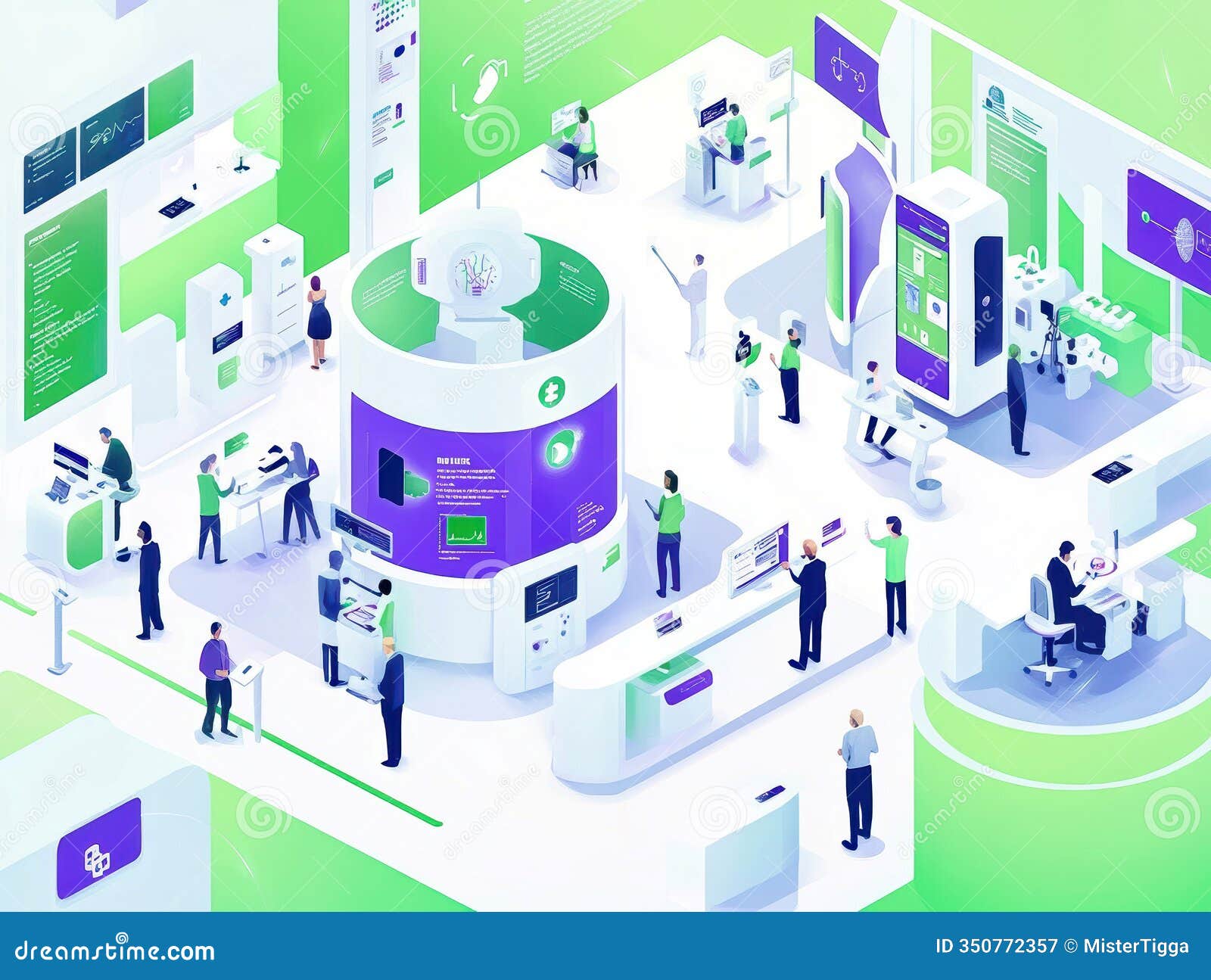 Digital Illustration of a Tech Conference or Exhibition Booth ...