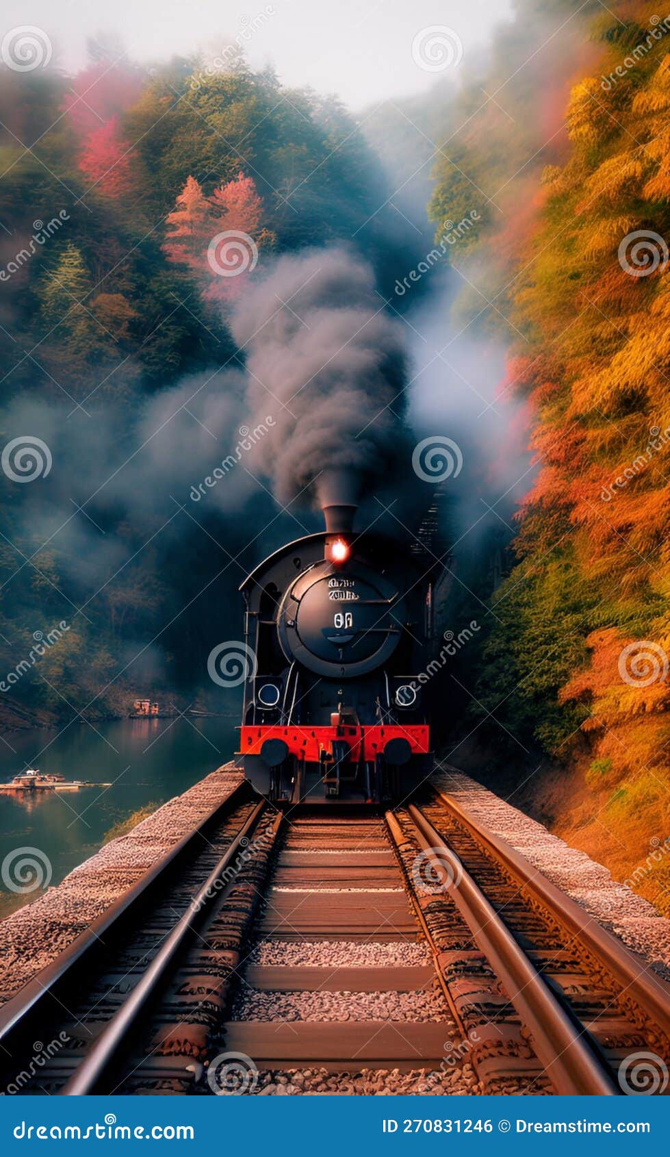 Digital Illustration of Train Engine on Track Stock Illustration ...