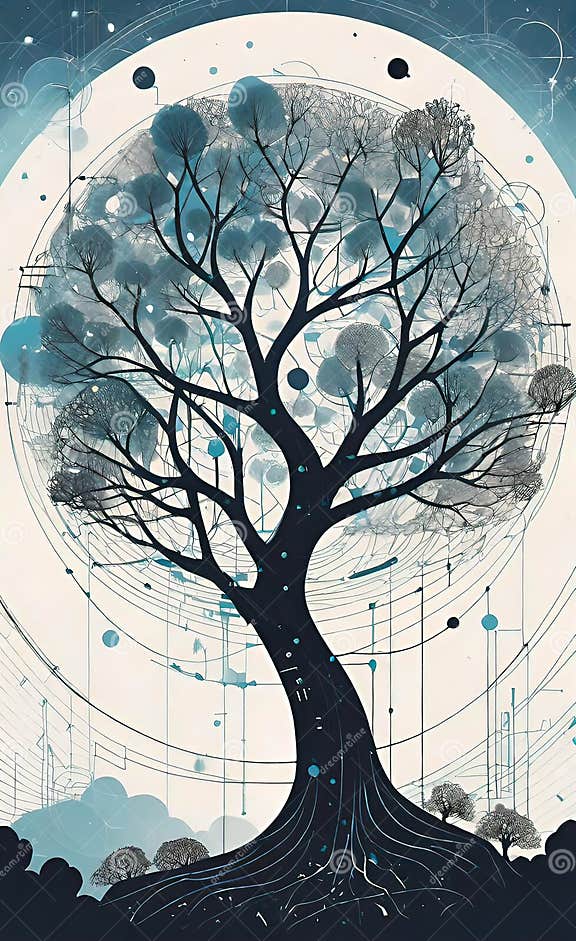 A Digital Illustration of a Tree with Branches Seamlessly Integrated ...