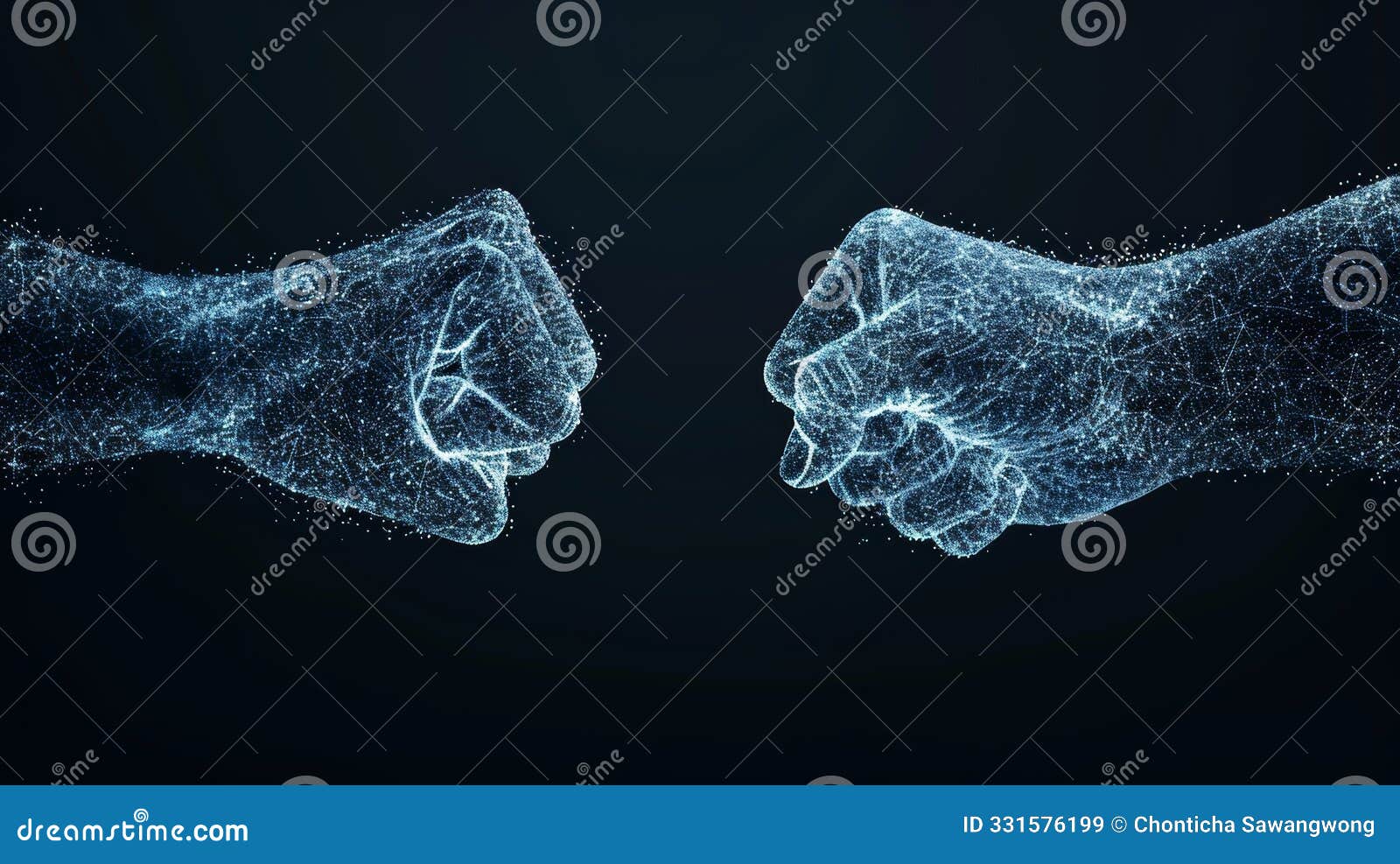 Two Fists Bumping Together Vector Illustration, Two Hands With Fists In ...