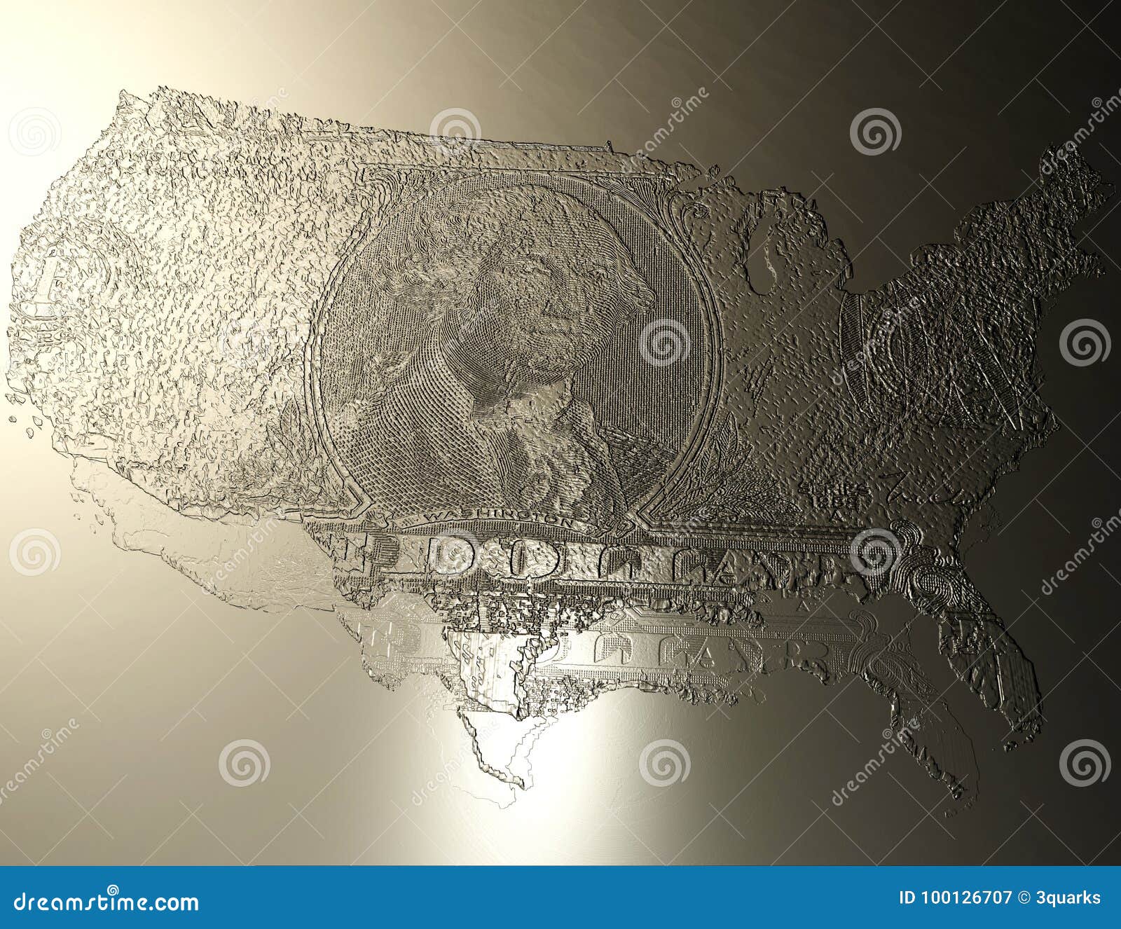 Digital Illustration of an USA Relief Stock Illustration - Illustration ...